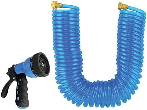 Rocky Mountain Landscapers Select Coiled Garden Hose with 10 Pattern ...