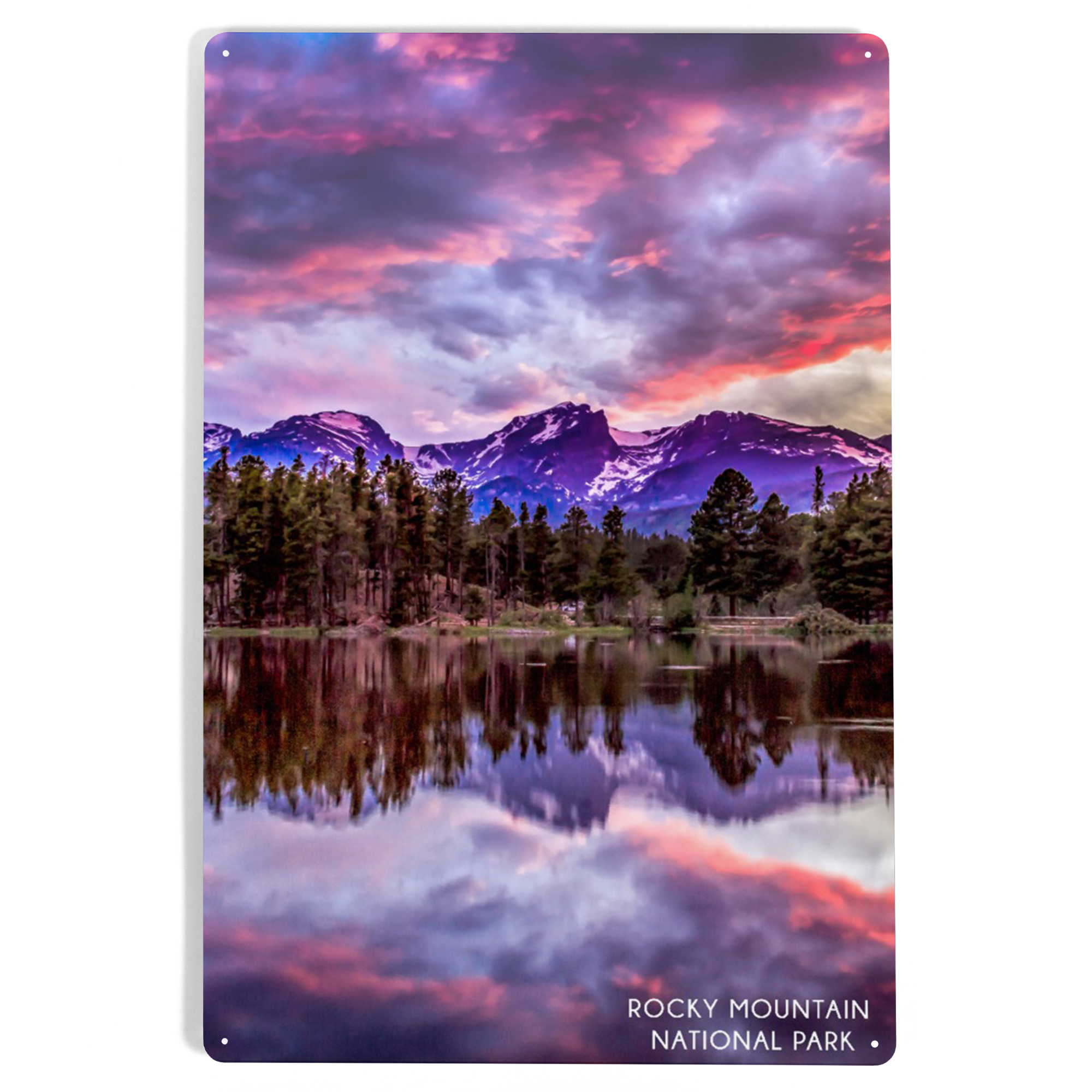Rocky Mountain National Park, Sunset and Lake (12x18 Aluminum Art ...