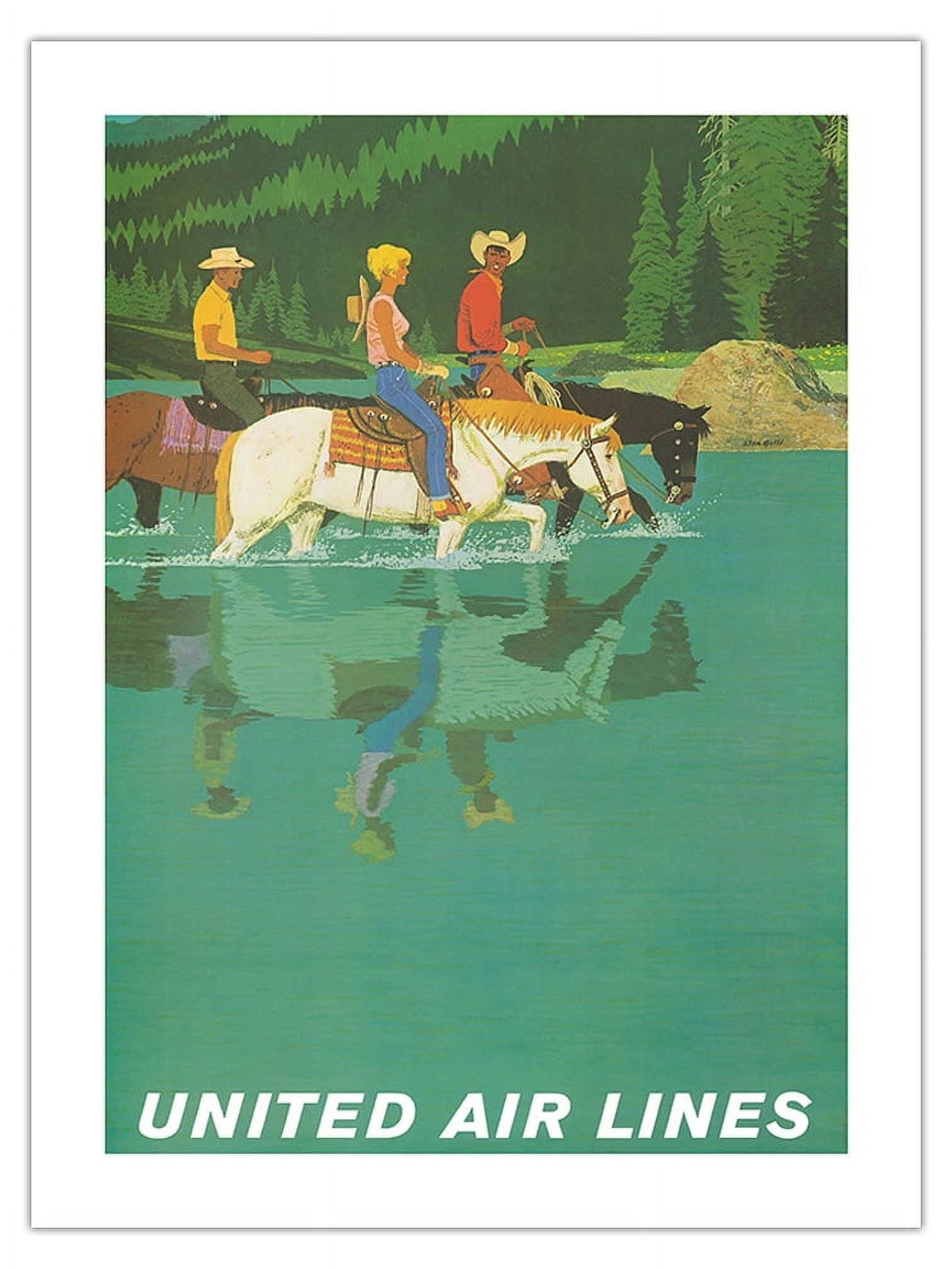 Rocky Mountains - Horseback Riders - United Air Lines - Vintage Airline ...