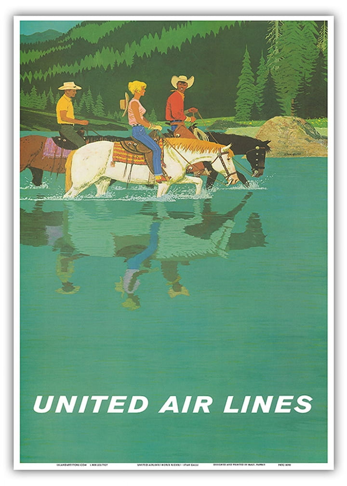 Rocky Mountains - Horseback Riders - United Air Lines - Vintage Airline ...