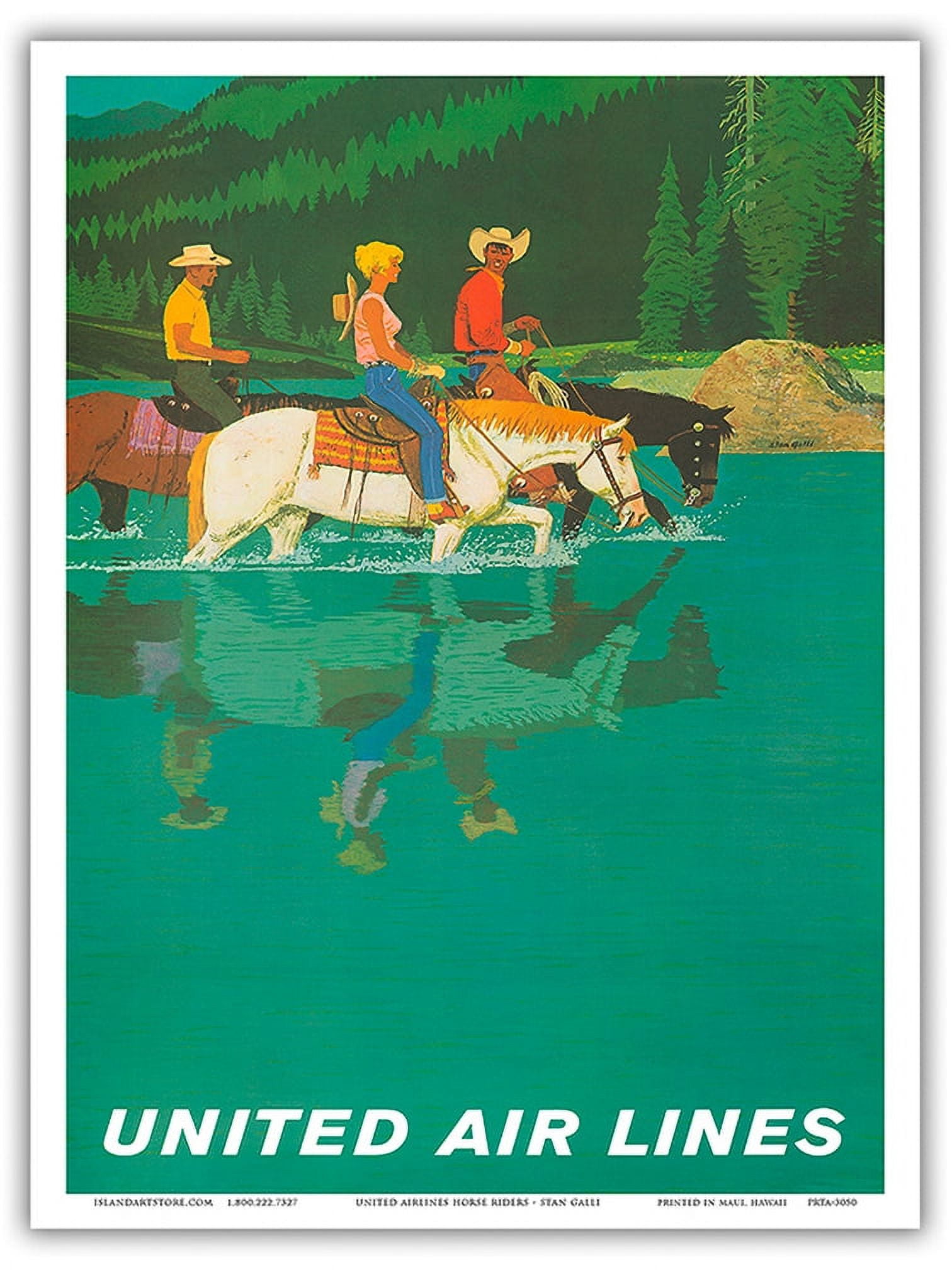 Rocky Mountains - Horseback Riders - United Air Lines - Vintage Airline ...