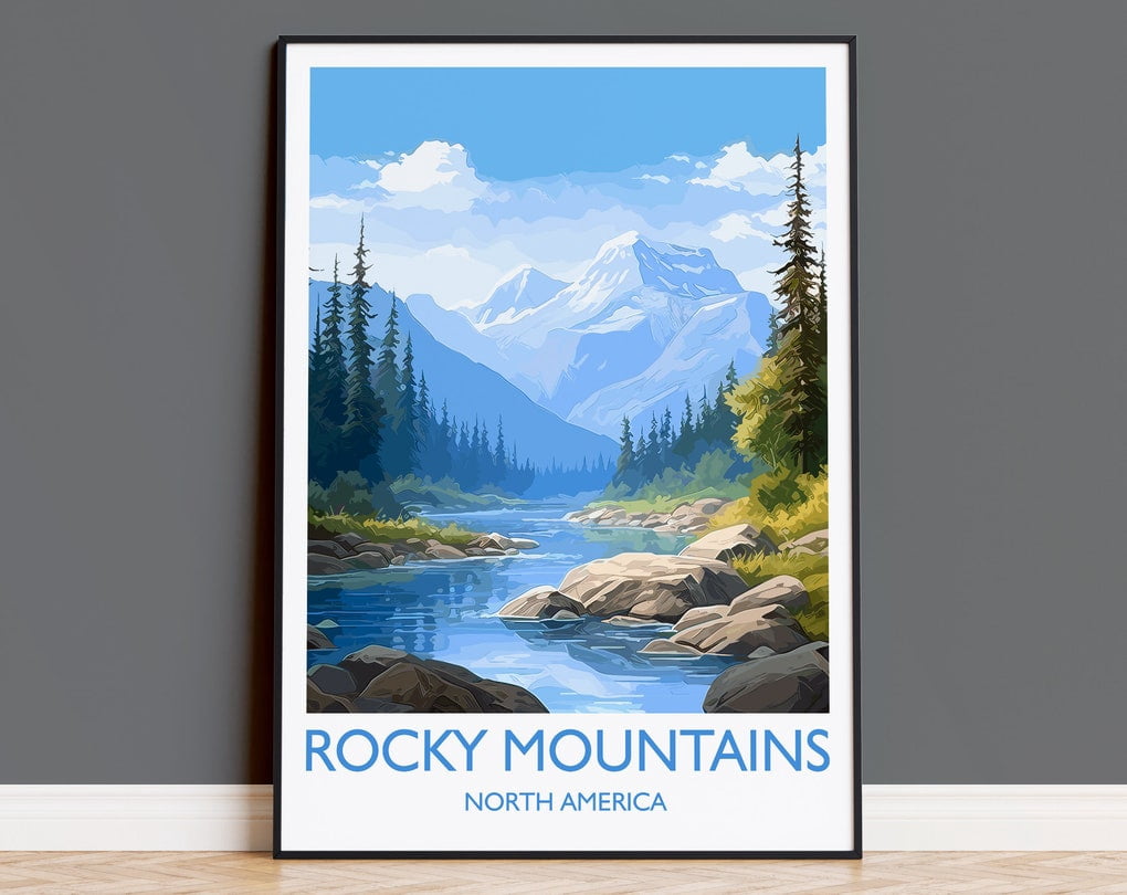 Rocky Mountains Poster, Travel Print Of Rocky Mountains, Rockies Art ...