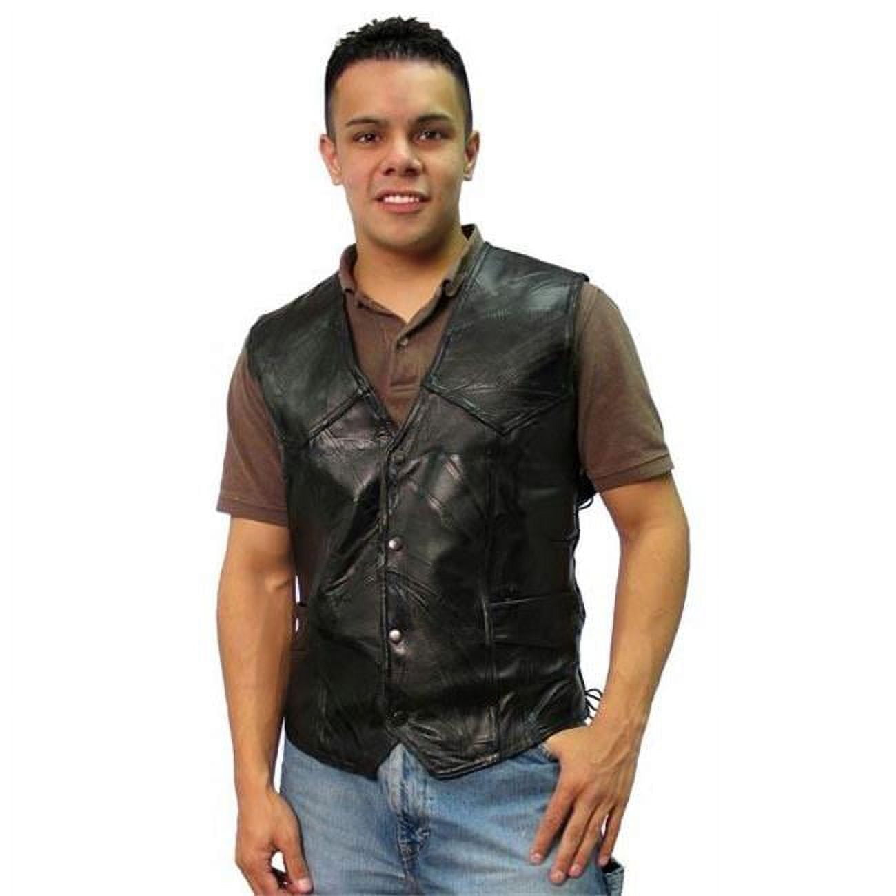 Rocky Ranch Hides™ Rock Design Genuine Hog Leather Biker Vest - Walmart.com