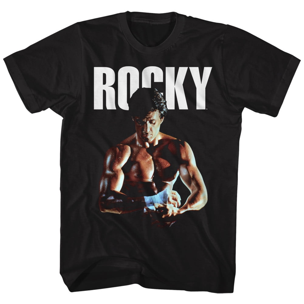 Rocky Tall T-Shirt Taping Fist Portrait Black Tee - Walmart.com