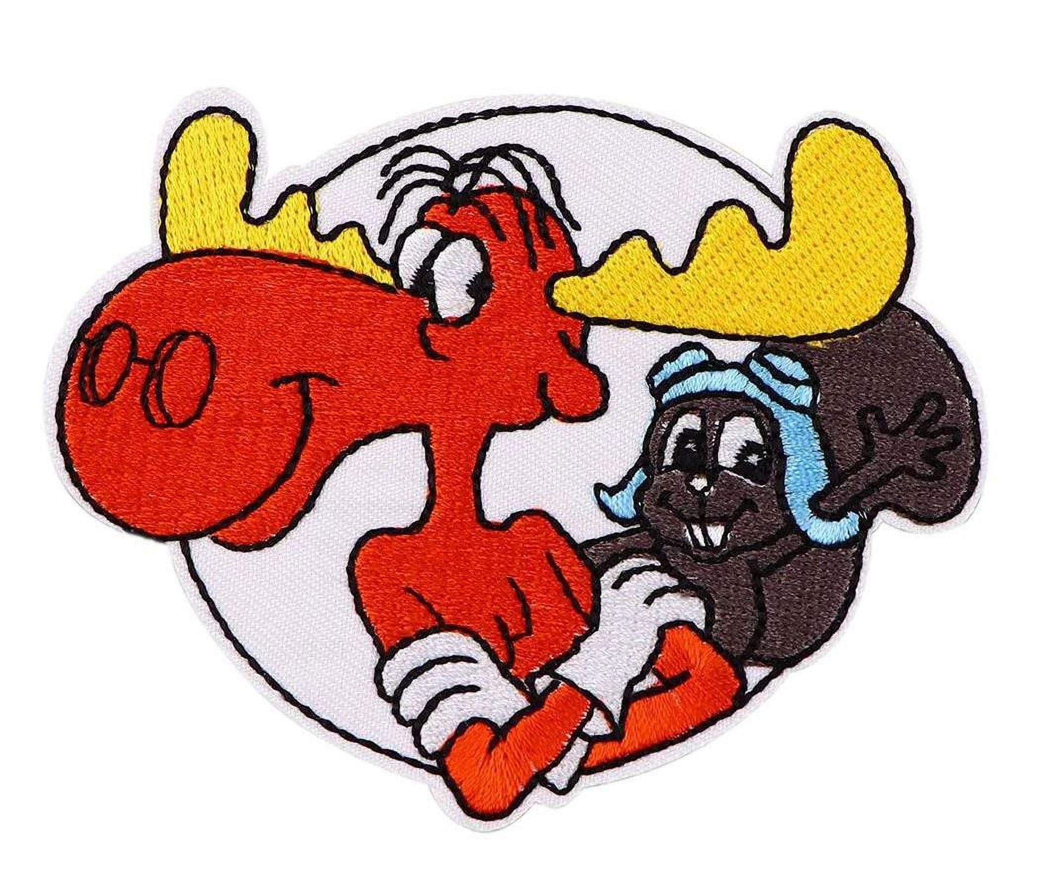 Rocky and Bullwinkle Characters 3.75 Inch Wide Iron On Patch - Walmart.com