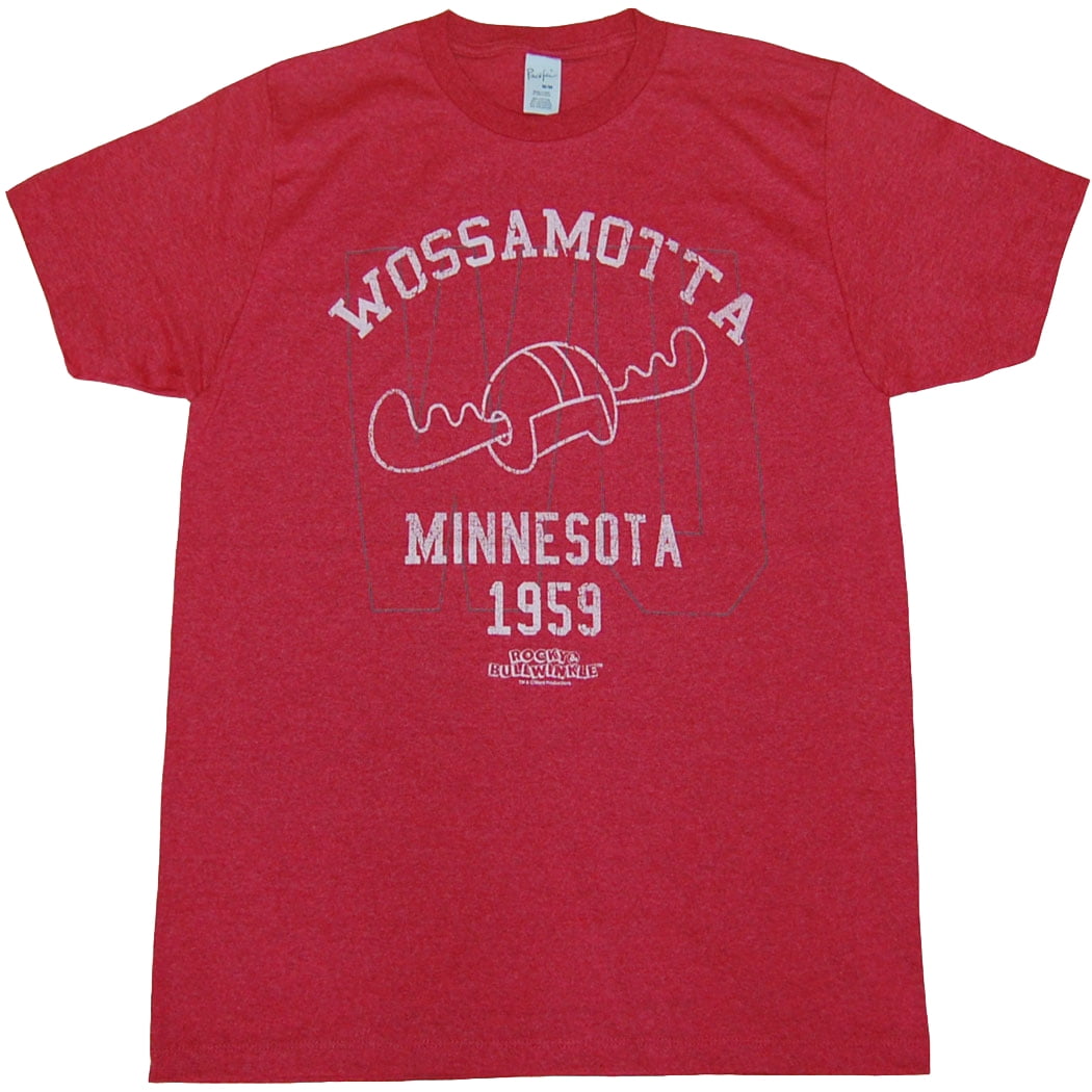 Rocky and Bullwinkle Wossamotta U Athletics T-Shirt - Walmart.com