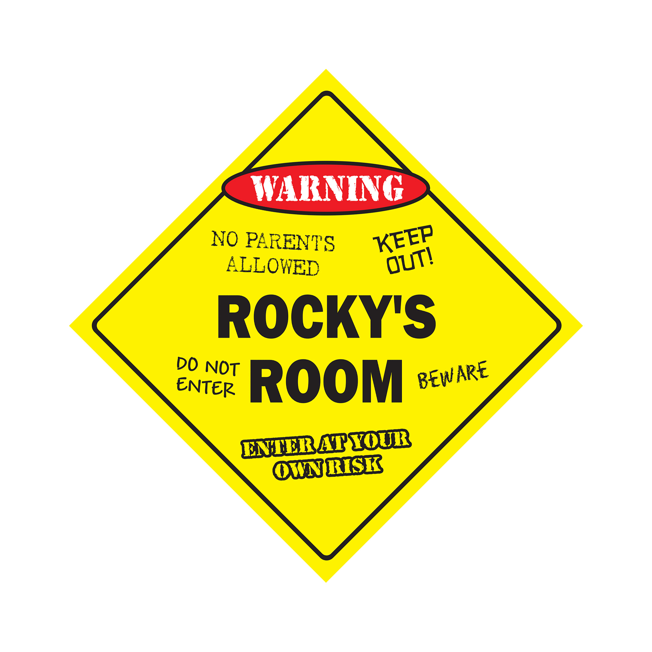 Rocky's Room Sign Crossing Zone Xing | Indoor/Outdoor | 17" Tall kids ...
