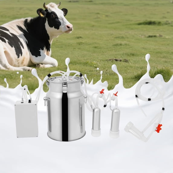RocoReny 10L Cow Milking Machine w/Food Grade Stainless Steel Milk ...