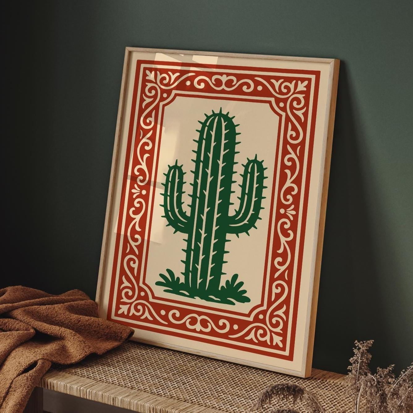 Rococo Cacti Art Print: Vintage Botanical Southwestern Decor UNFRAMED ...