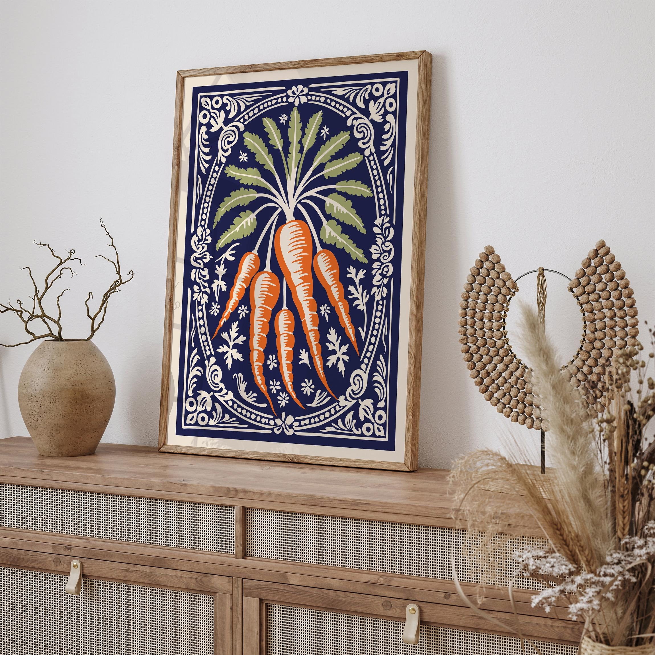 Rococo Carrots Art Print: Vintage Botanical Kitchen Poster UNFRAMED ...