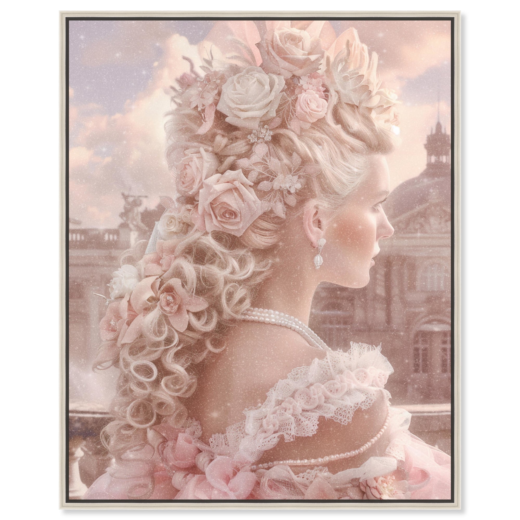 Rococo Flowers Canvas Glamorous Feminine Wall Art by Art Remedy, Silver ...