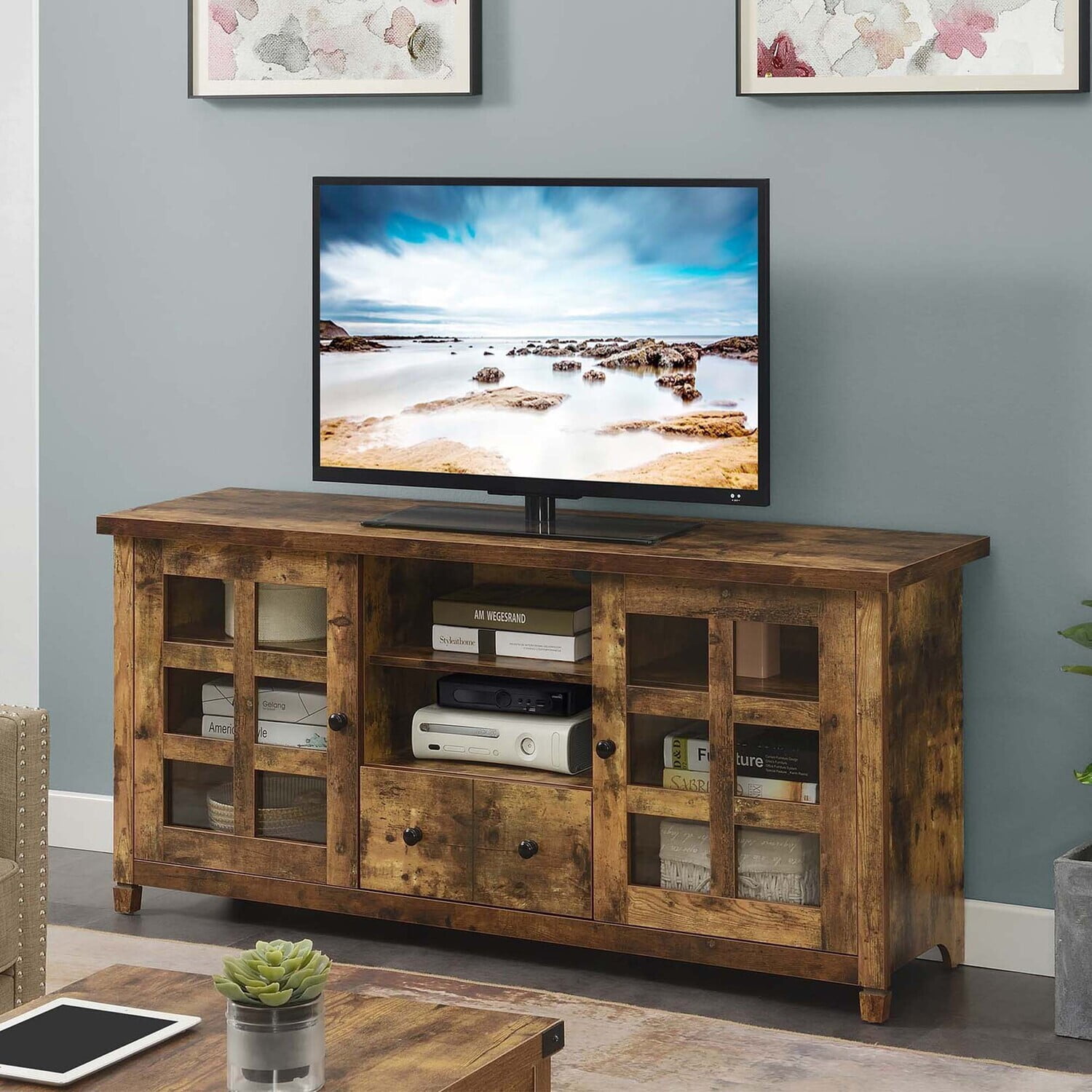 Rococo Romance 1 Drawer TV Stand, Barnwood Finish, Storage Cabinets ...