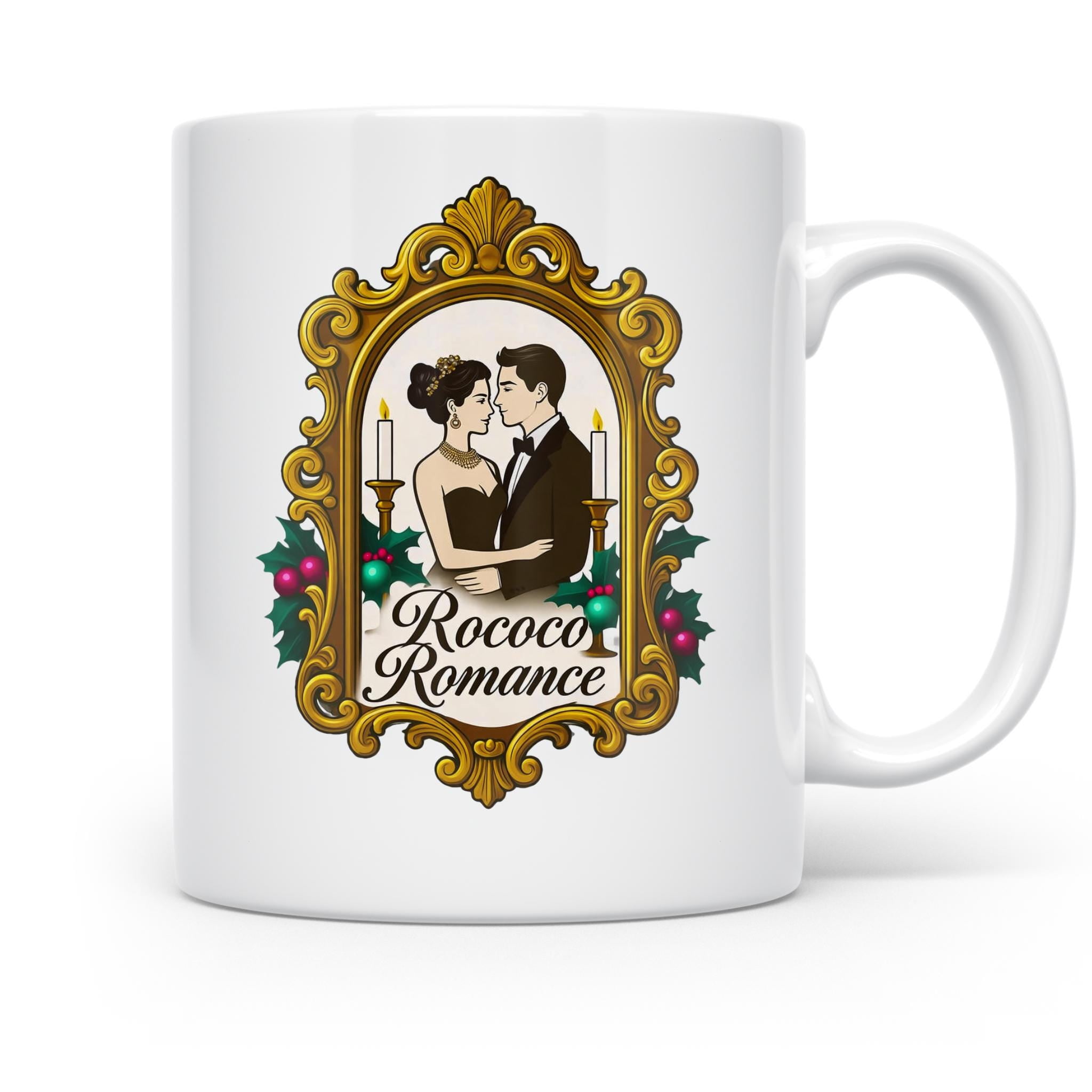 Rococo Romance 11 oz Coffee Mug - Vintage Gold Accents for Newlyweds ...