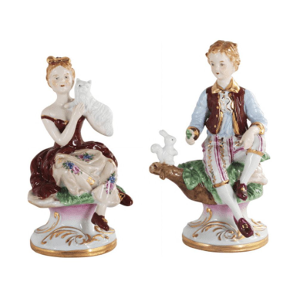 Rococo Style Porcelain Young Girl & Boy Figurine Pair - Walmart.com