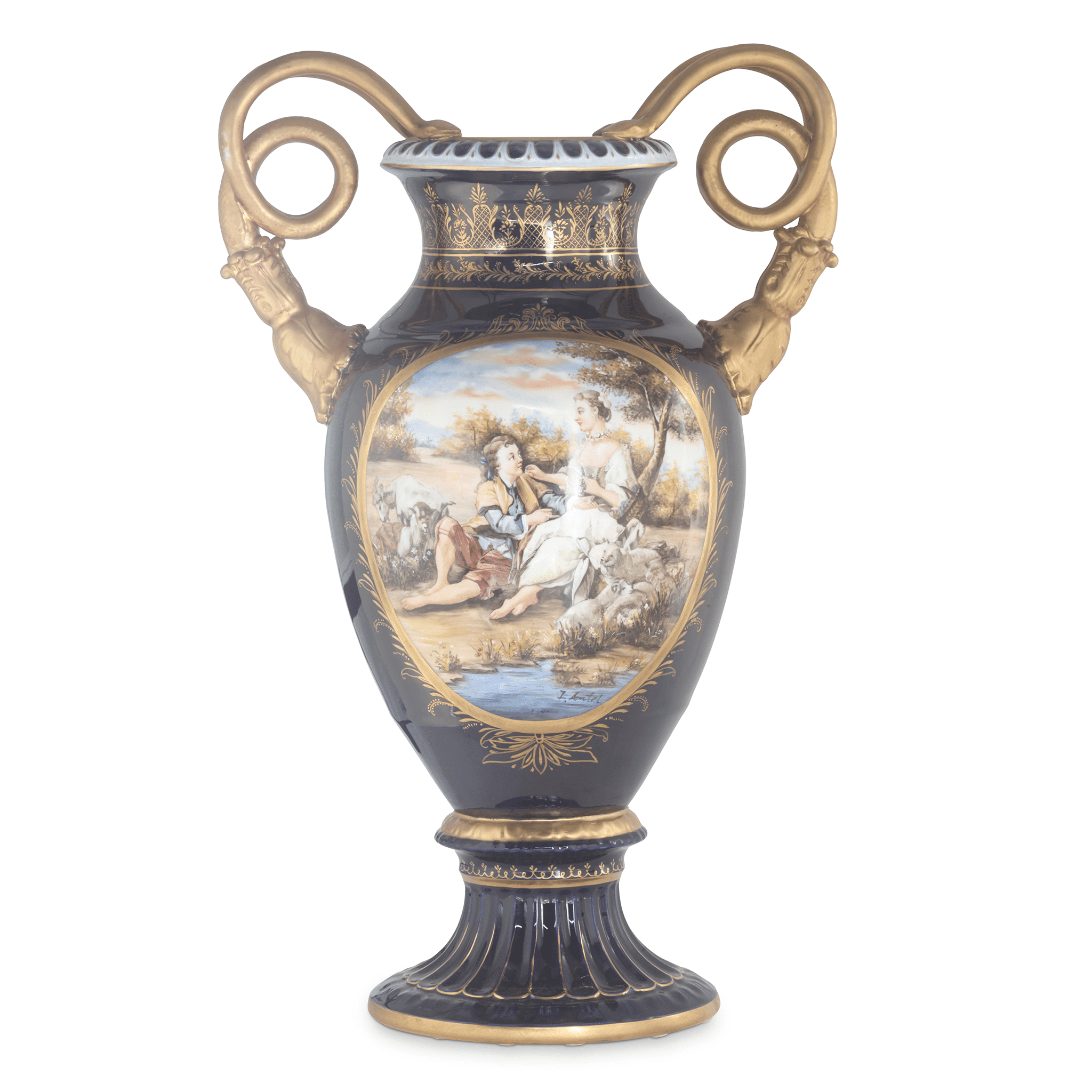 Rococo Style Vase with Hand-painted Motif & Snake Handles - Walmart.com