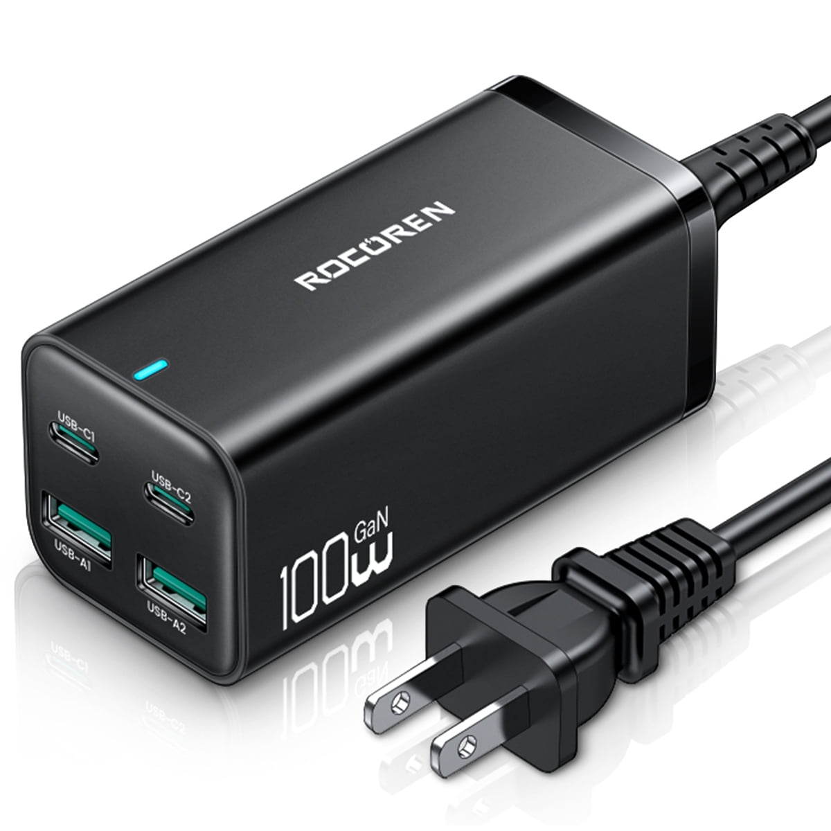 Rocoren 100W USB-C Multi Adapter, 4-Ports Fast Wall Charger for MacBook ...