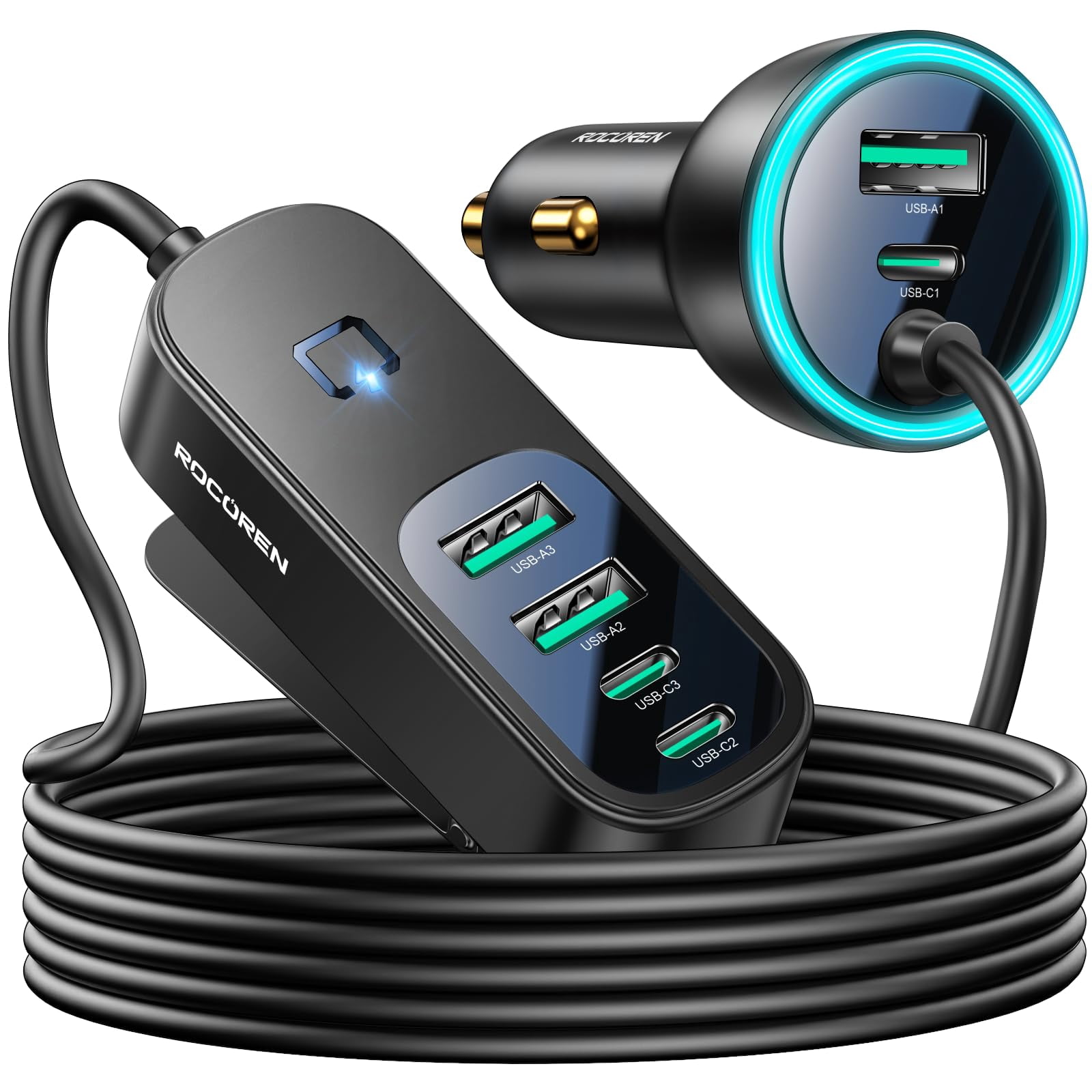 Rocoren 105W 6-Port Multiport Car Charger, PD Fast C Car Charger for ...