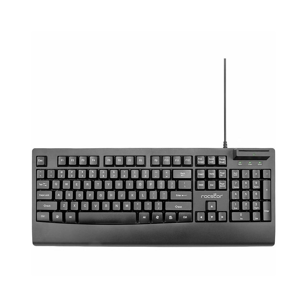 Rocstor KS18 Security USB Keyboard with Built-in Smart Card Reader -104 ...