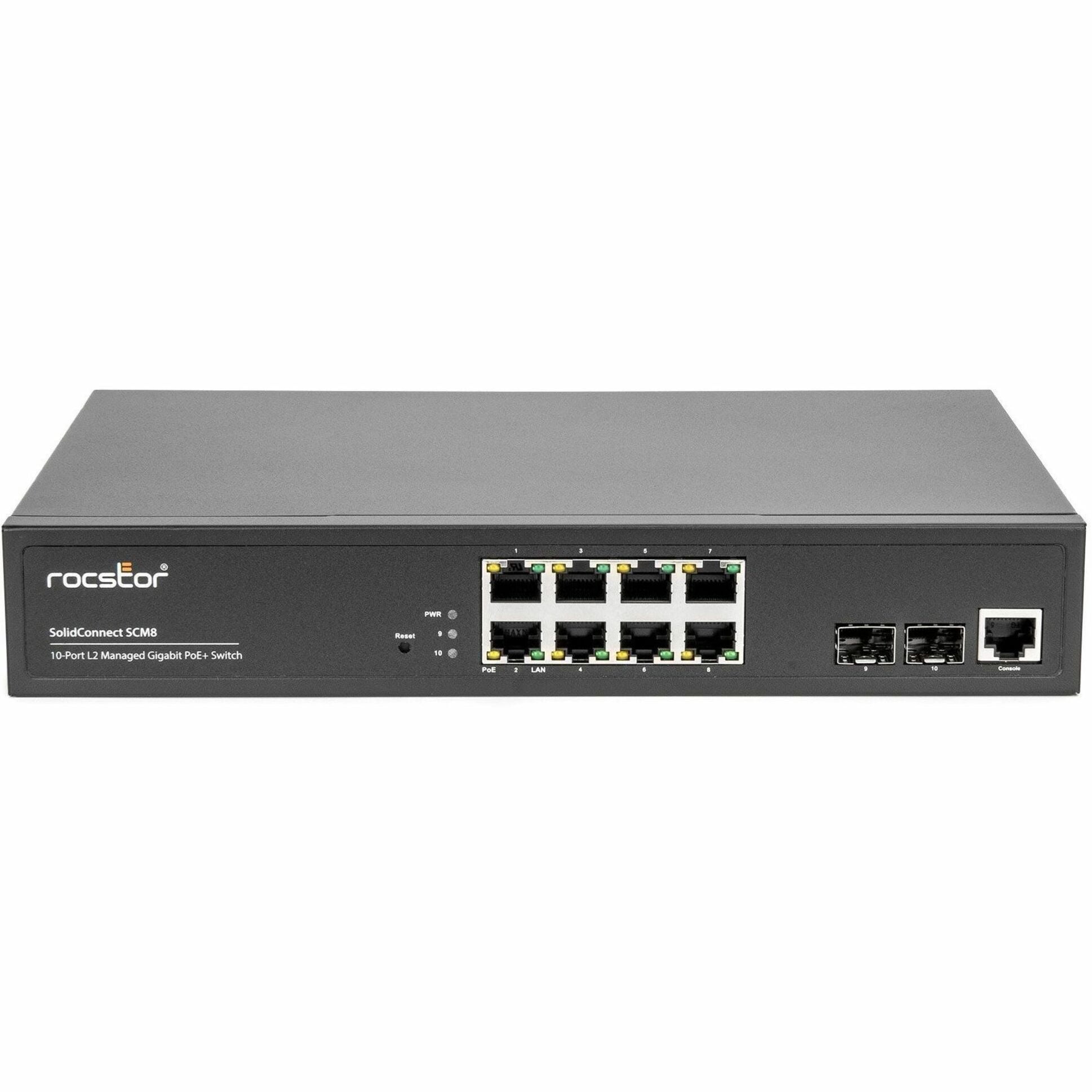 Rocstor SolidConnect SCM8 8-Port PoE+ Gigabit L2 Managed Ethernet ...