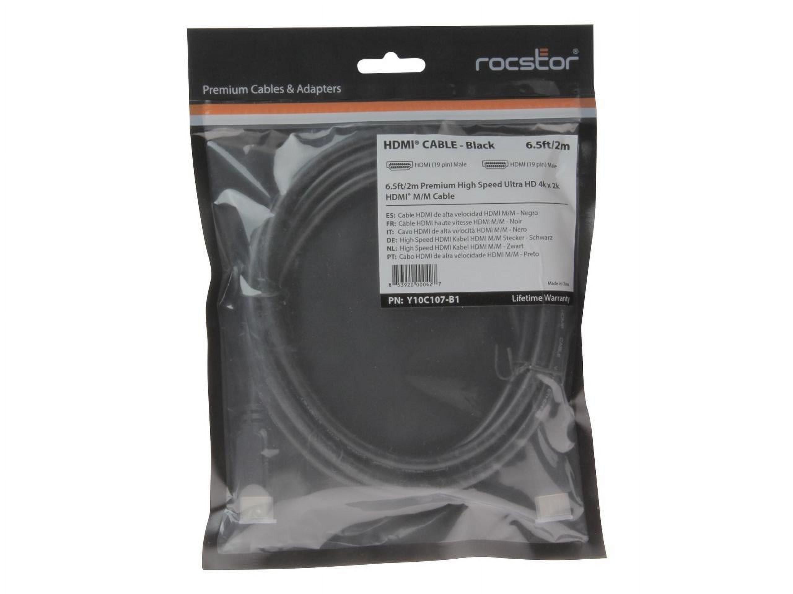 Rocstor Y10C156-B1 1ft. HDMI Cable With Ethernet M/M HDMI Male to HDMI ...