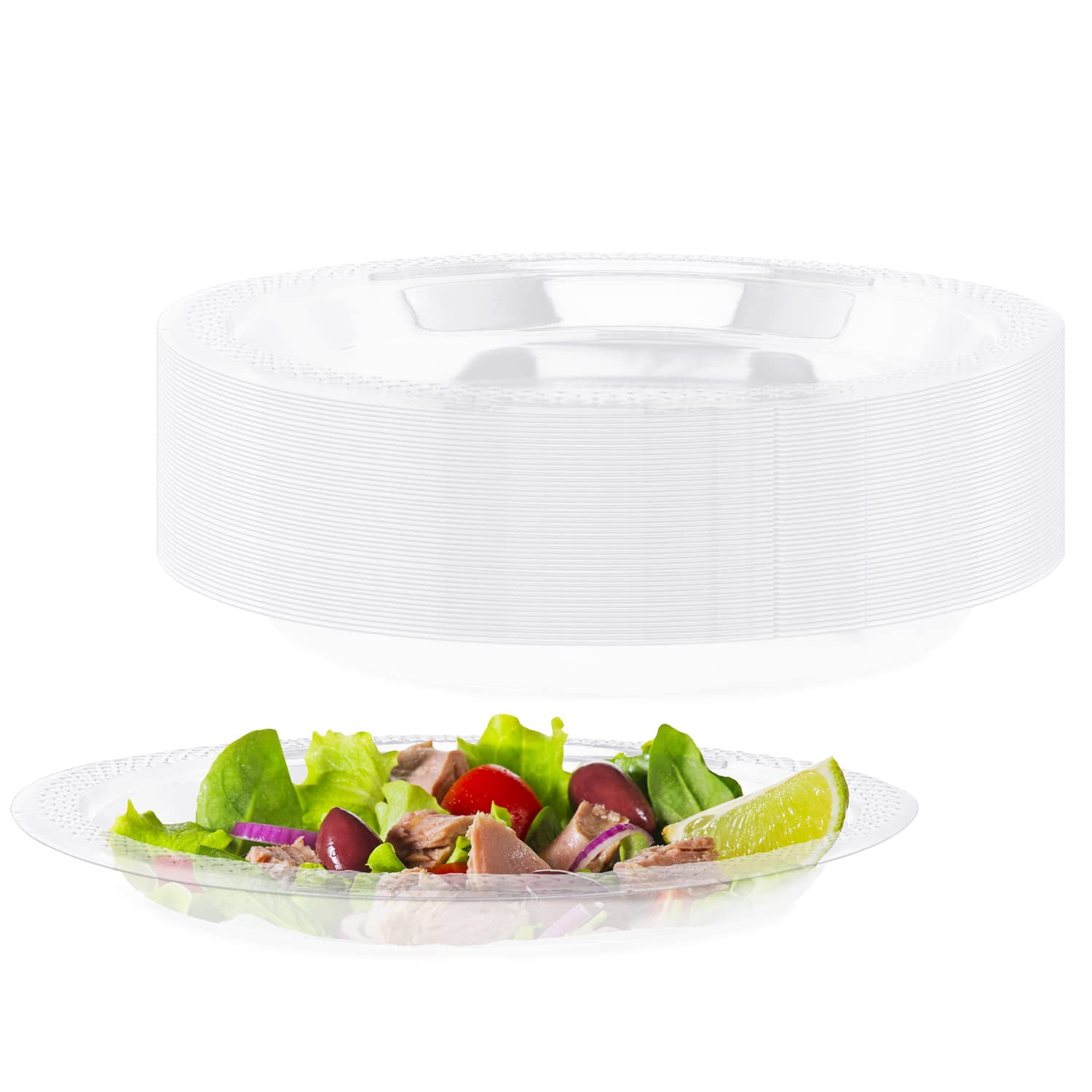 Rocutus Clear Plastic Dessert MSF2 Plates,50 Pack Disposable Clear ...
