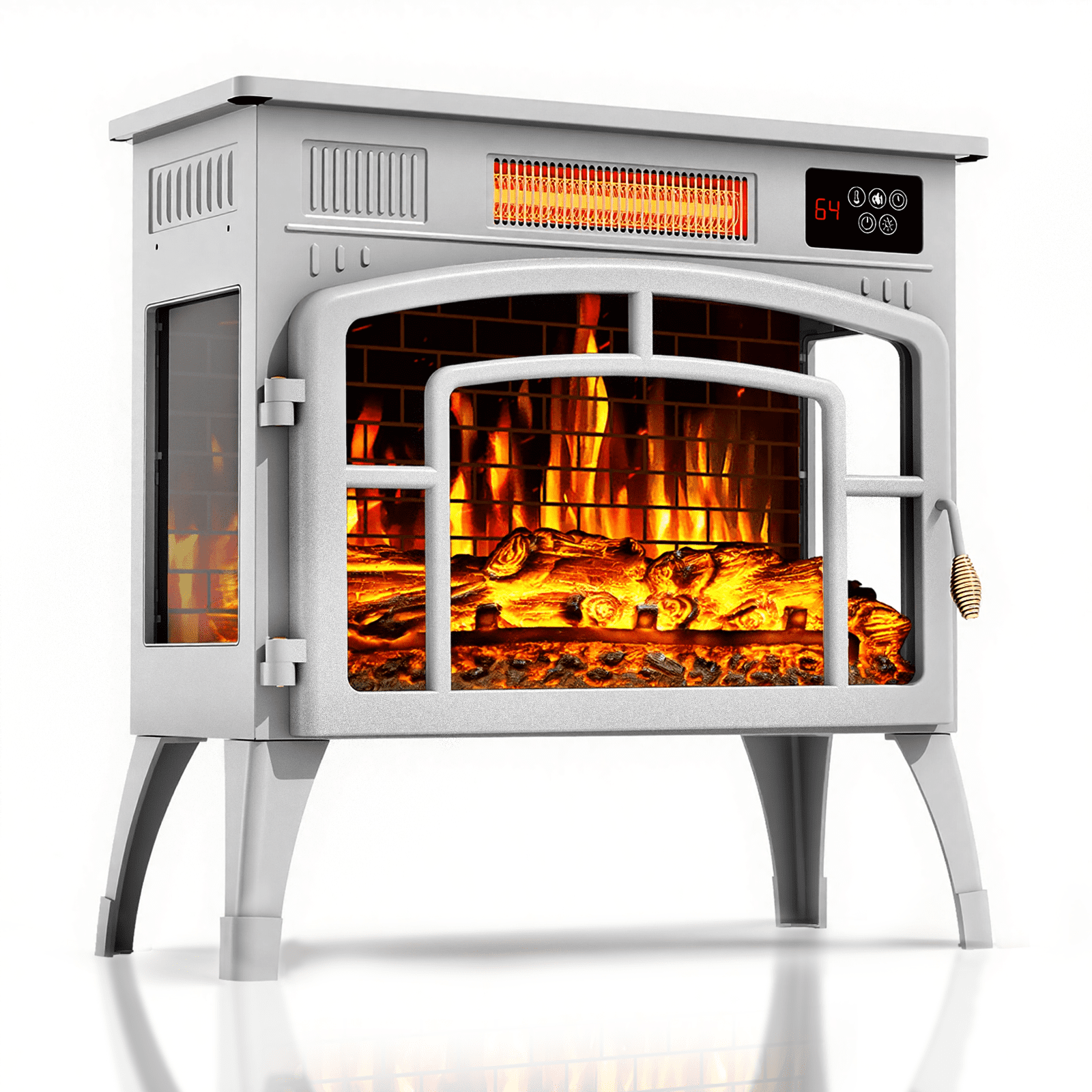 Rocyis 23’’ Freestanding Electric Fireplace Stove Heater with Remote ...