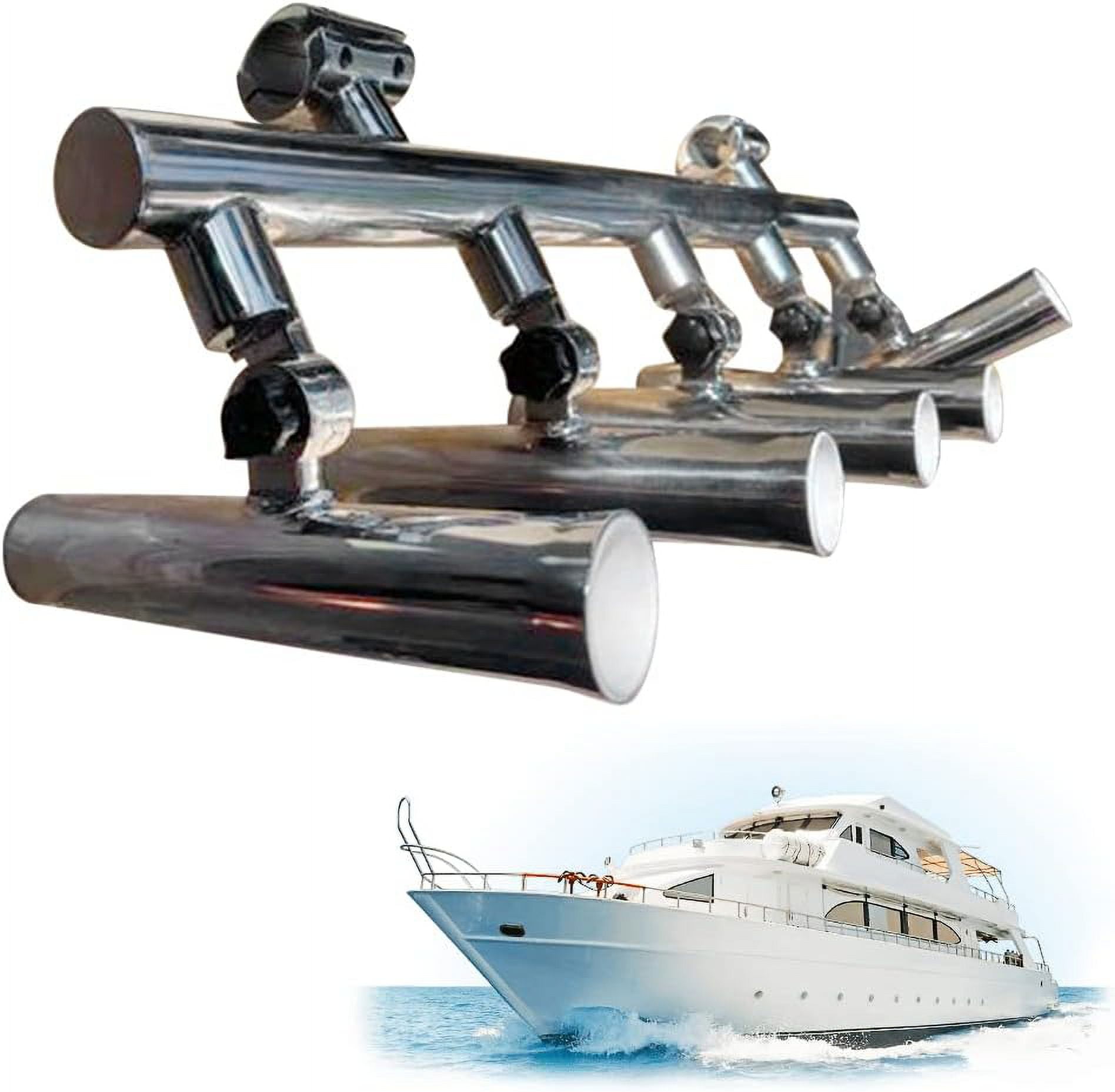 Rod Holder Triple Stainless Steel Boat Rod Holders Adjustable Vertical ...