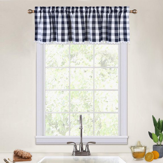 Rod Pocket Plaid Light Filtering Valance, Farmhouse Checkered Valance ...