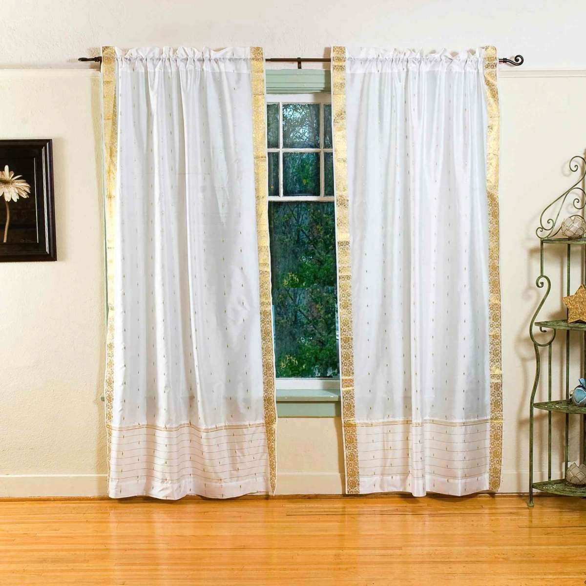 Rod Pocket Sheer Sari Curtains 43" W x 108" L matching tiebacks ...