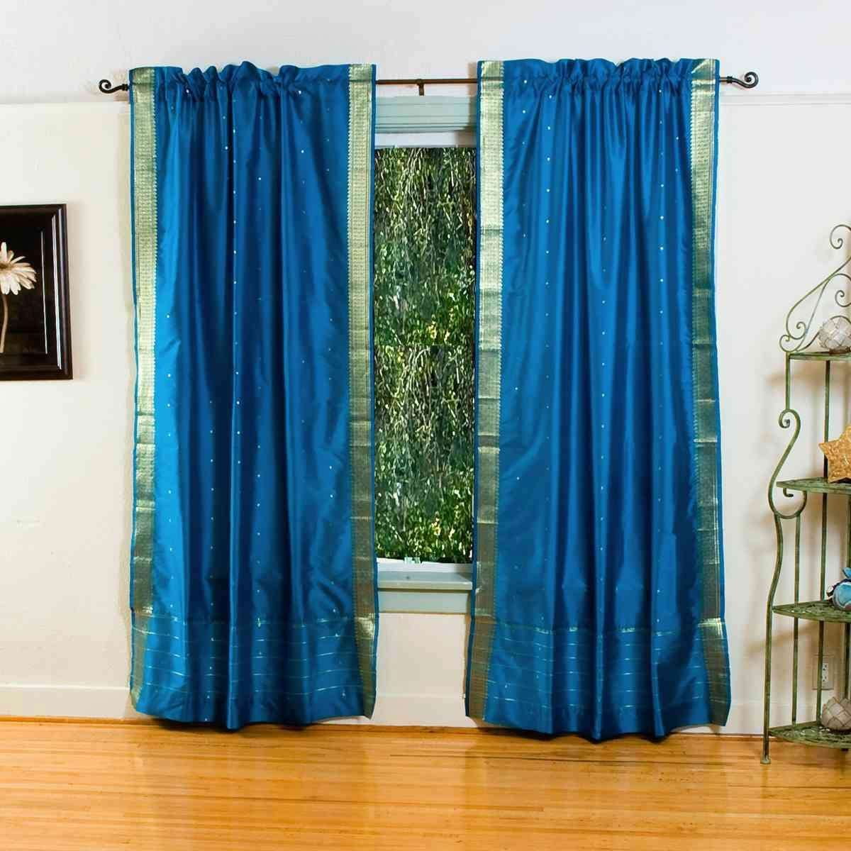 Rod Pocket Sheer Sari Curtains 60" W x 96" L matching tiebacks ...