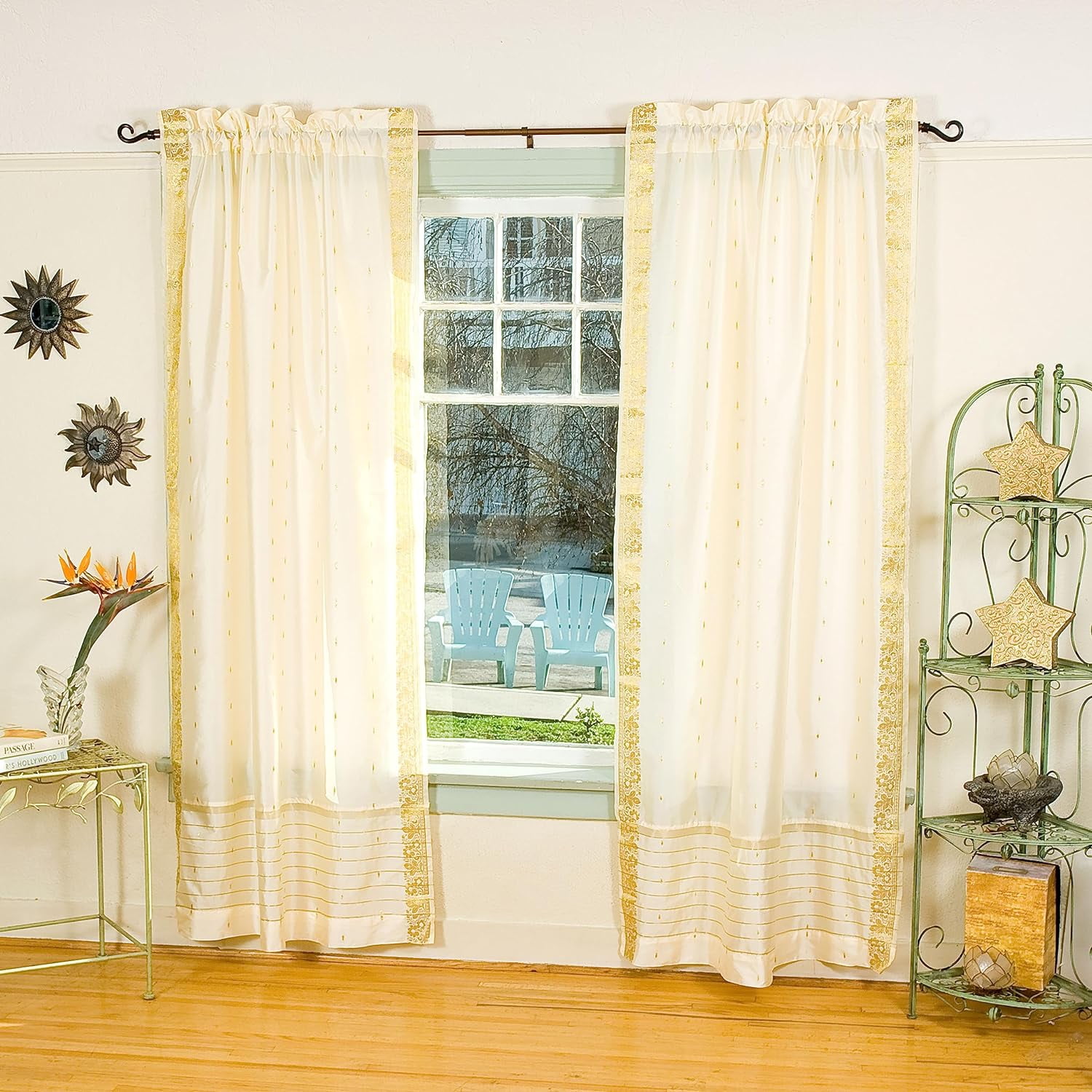 Rod Pocket Sheer Sari Curtains 80"W X 63"L matching tiebacks ...