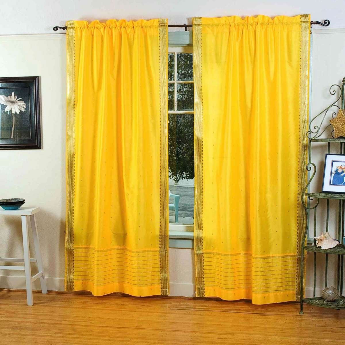 Rod Pocket Sheer Sari Curtains 80" W x 120" L matching tiebacks ...
