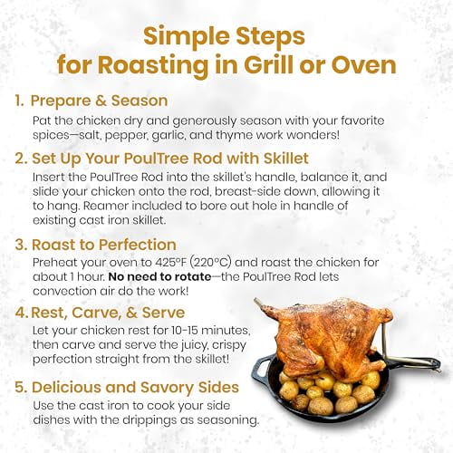 Rod & Skillet Roaster – Chicken Roasting Rod for Juicy Meat & Crispy ...