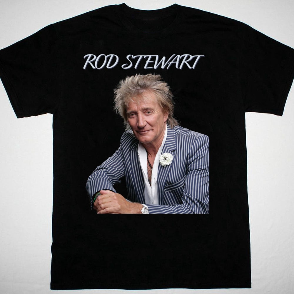 Rod Stewart 2025 poster black T-shirt short sleeve All sizes S to 45Xl ...