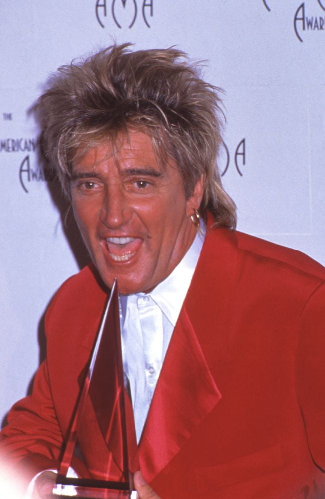 Rod Stewart In Red Jacket Holding Award Ar 21St American Music Awards ...