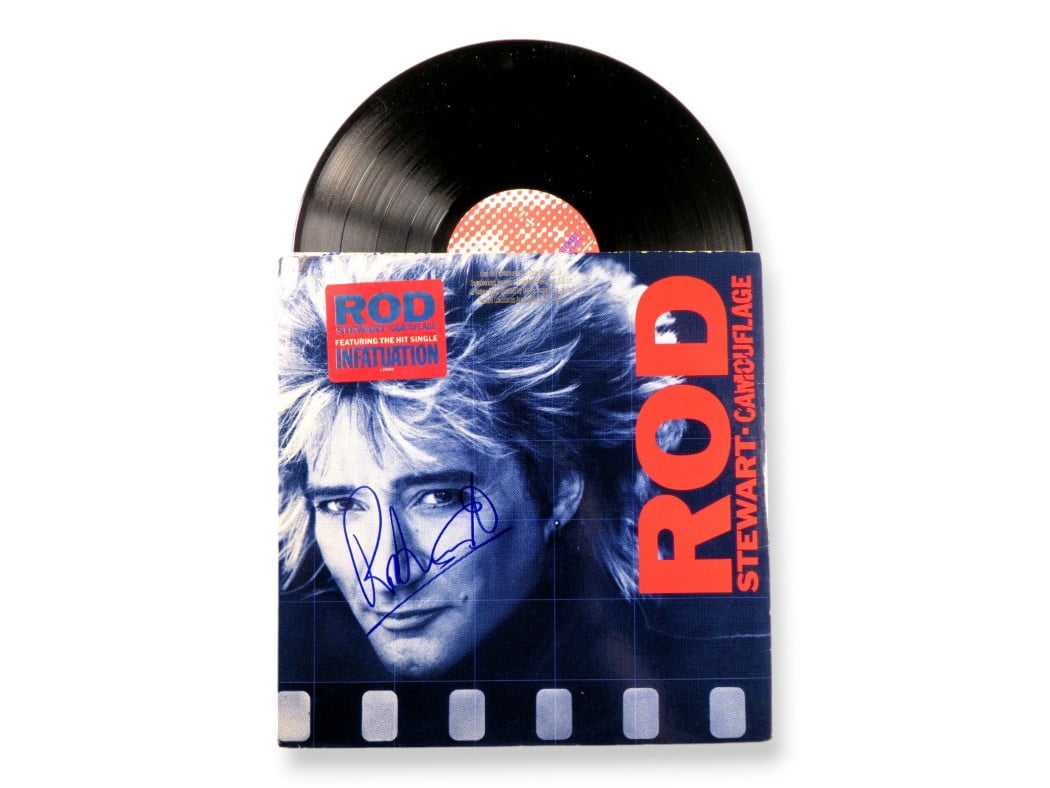 Rod Stewart Signed Autographed Record Album Cover Camouflage BAS ...