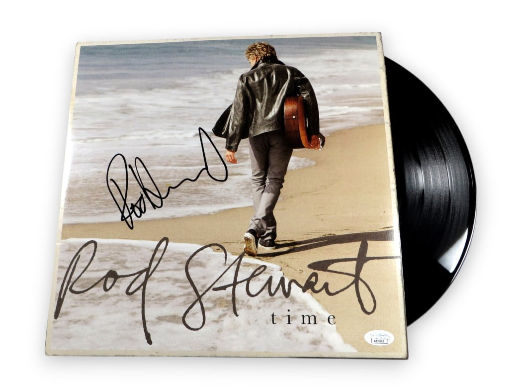 Rod Stewart Signed Autographed Record Album Cover Time w/Records JSA ...