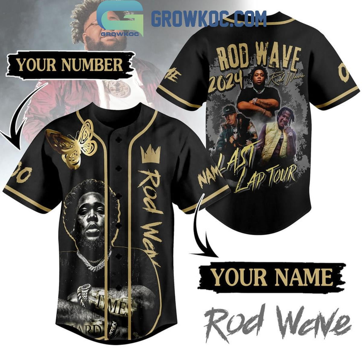 Rod Wave 2024 Last Lap Tour Hard Time Personalized Baseball Jersey ...