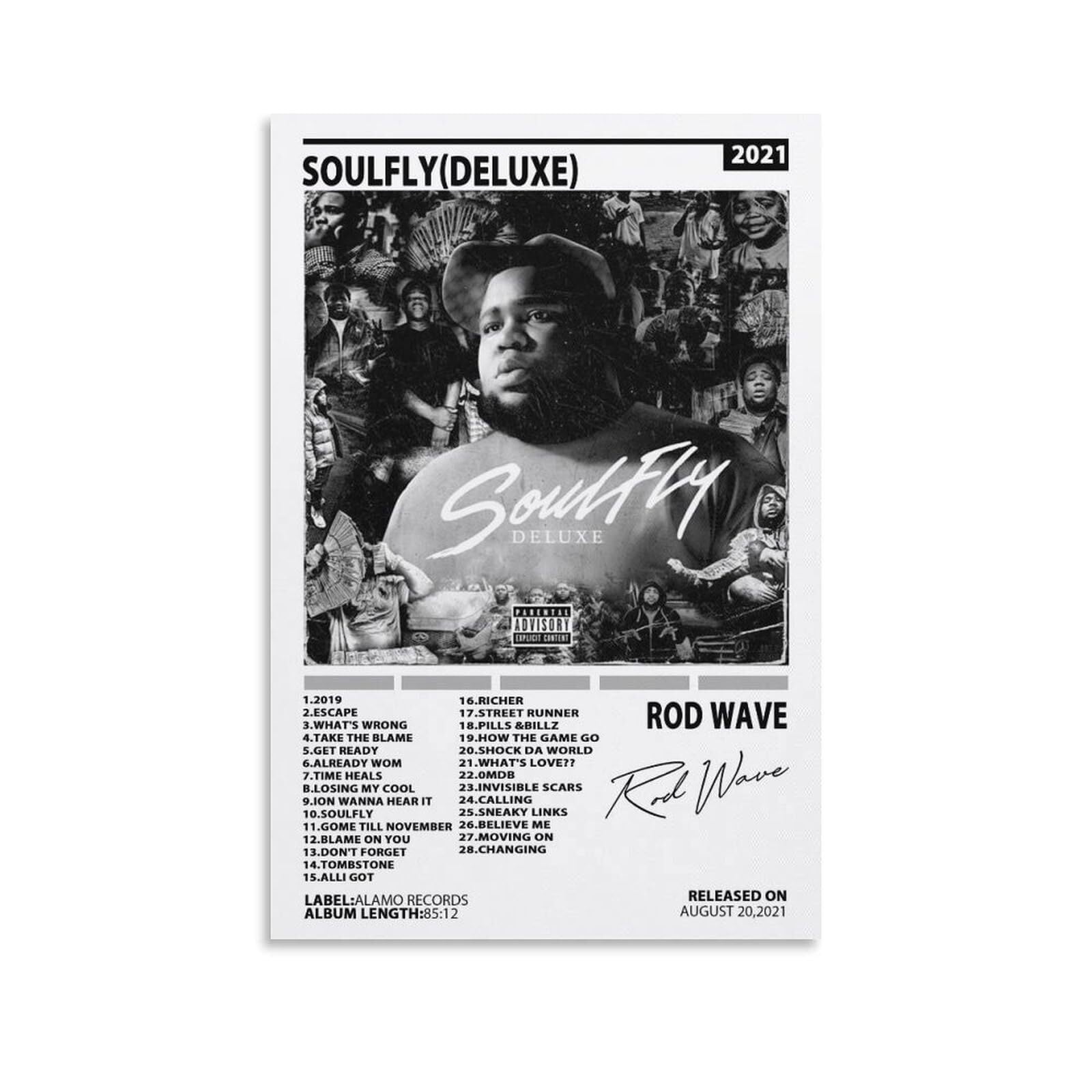 Rod Wave Album "SOULFLY(DELUXE)" Limited Signed Poster 18 Canvas Poster ...