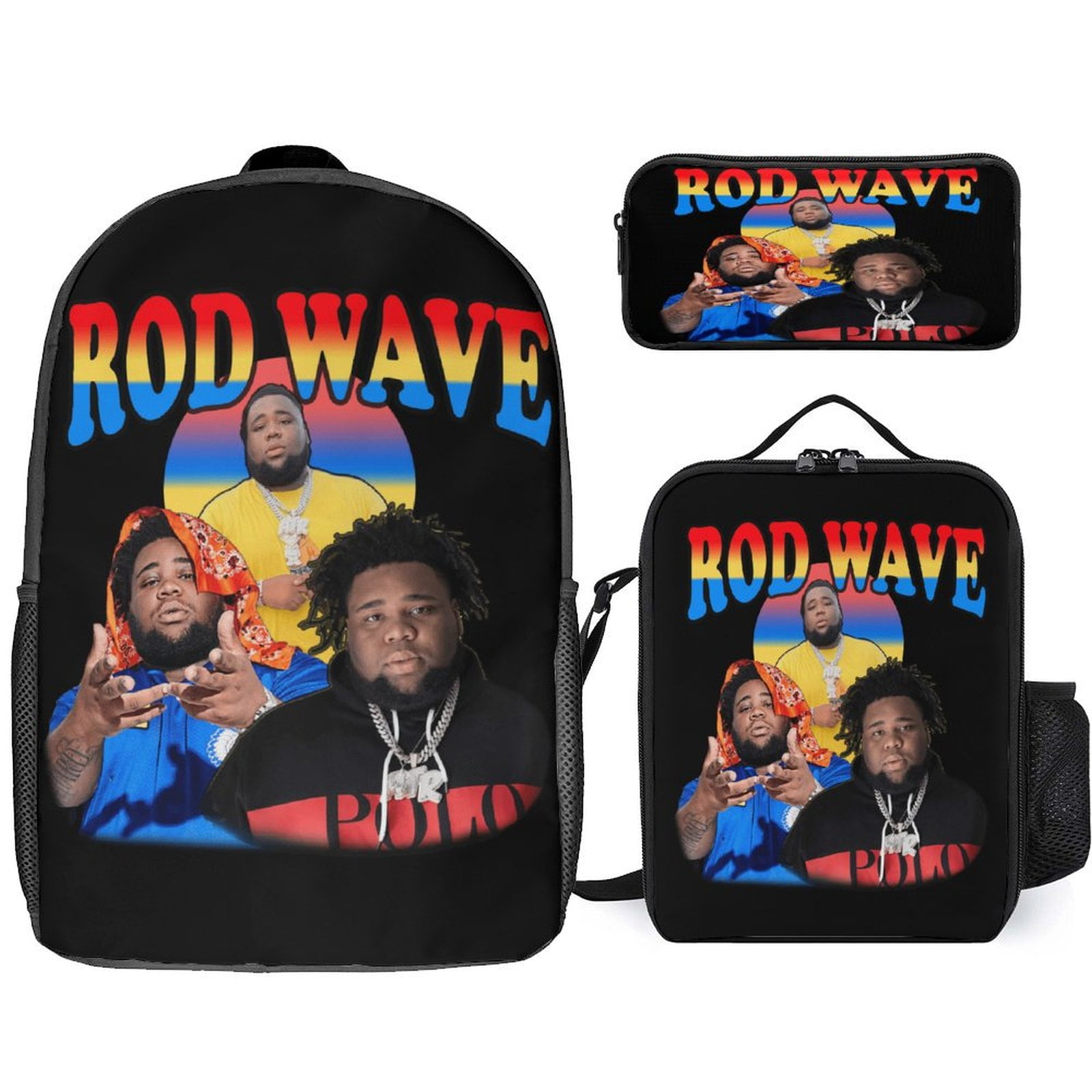 Rod Wave Backpack 3 Piece Set Laptop Work Backpack Lunch Bag Pencil ...