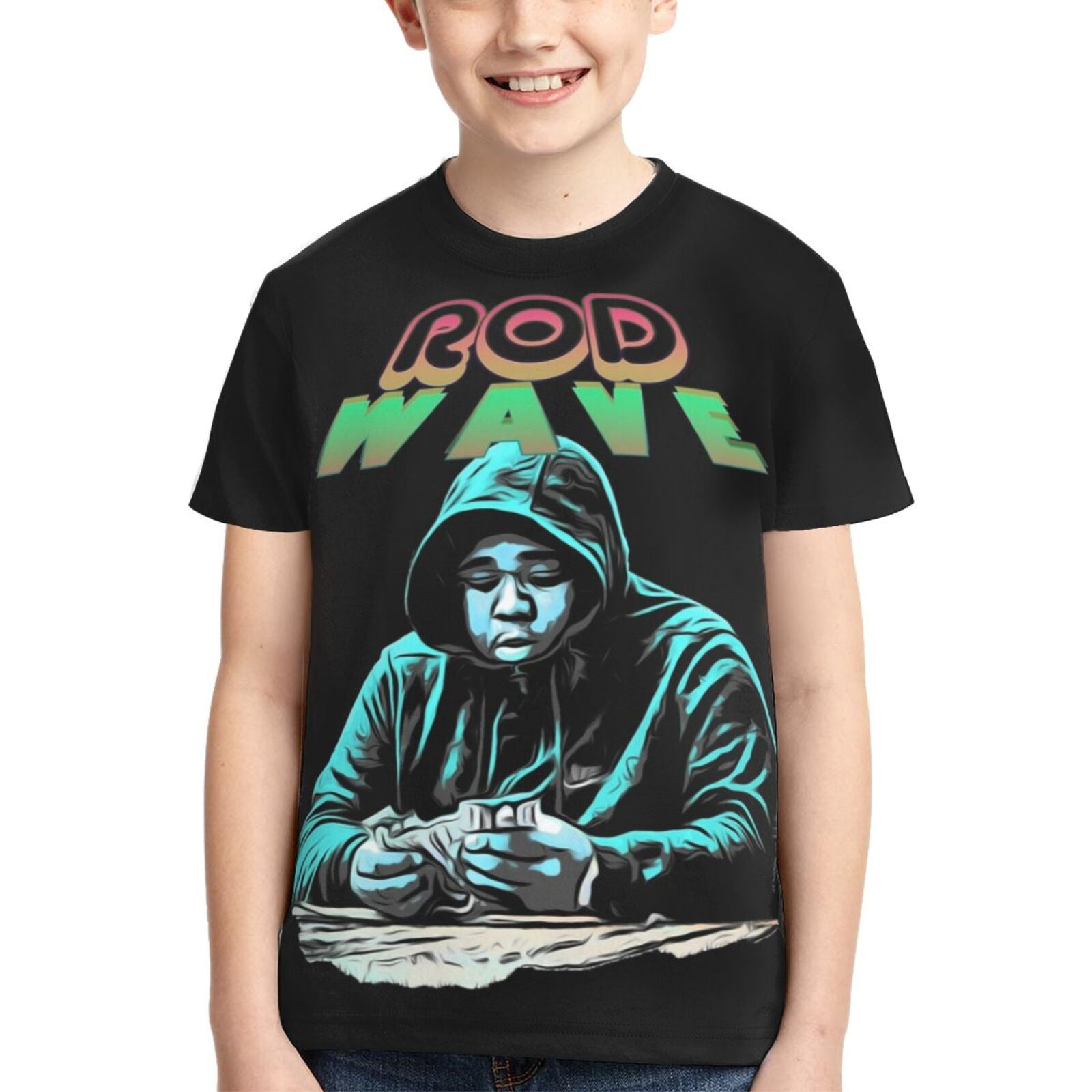 Rod Wave Boys Girls 3D Printed T-Shirt Crewneck Graphic Short Sleeve ...