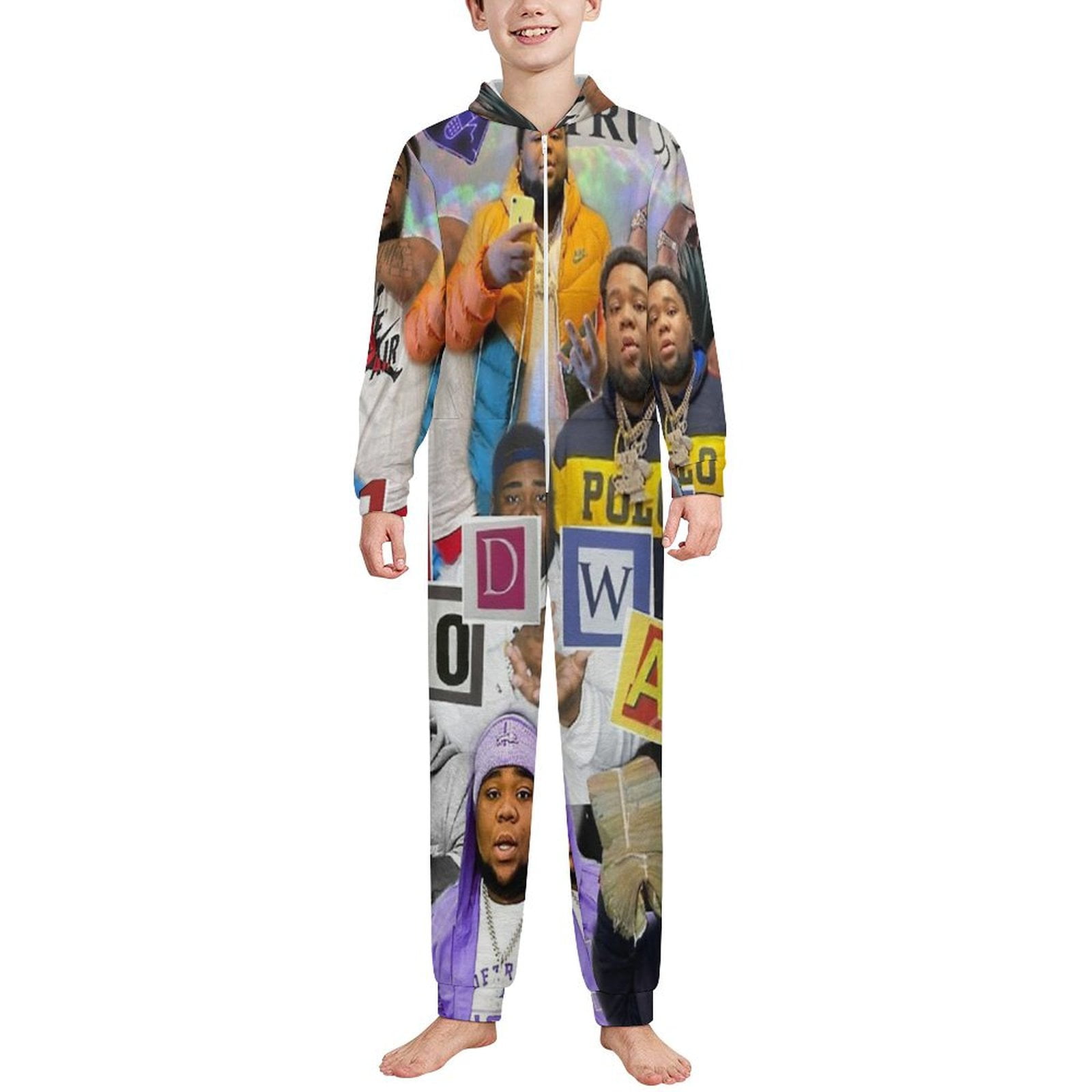 Rod Wave Hooded Union Suit Pajama Onesie Blanket Sleeper - Walmart.com