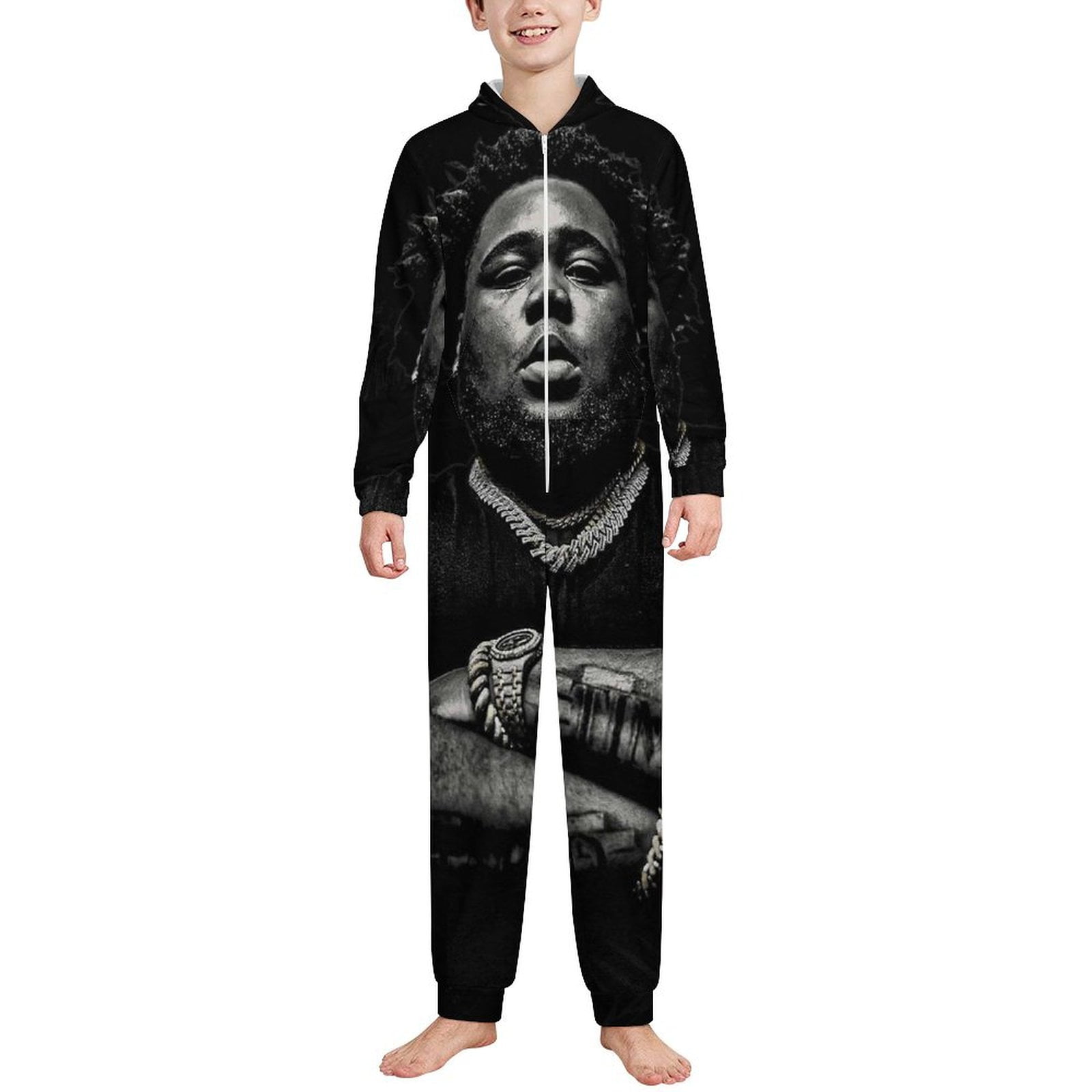 Rod Wave Hooded Union Suit Pajama Onesie Blanket Sleeper - Walmart.com