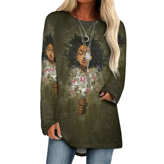 Rod Wave Hunger Womens Long Sleeve T-Shirt Loose Fit Tops Casual Raglan ...