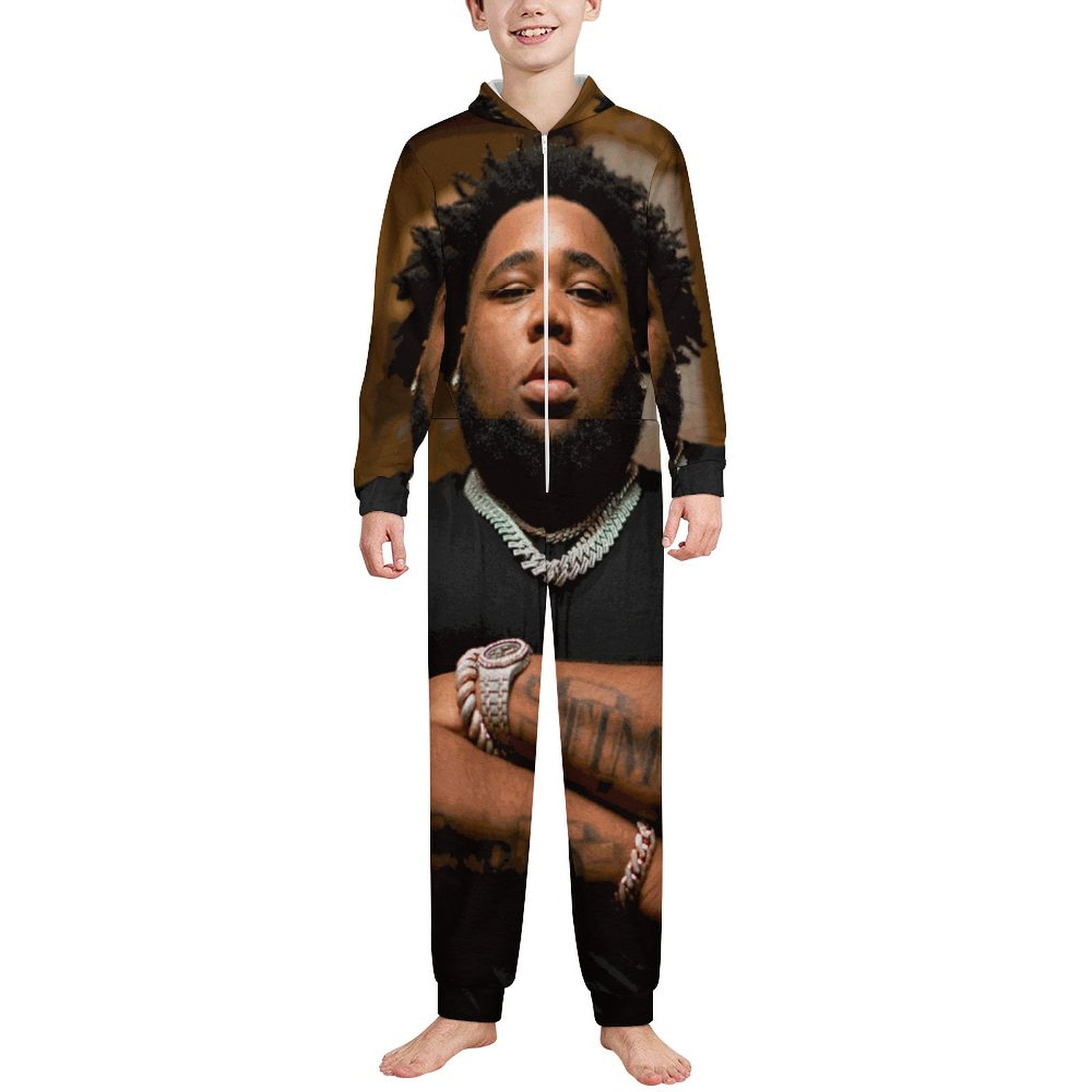 Rod Wave Kids Hooded Union Suit Pajama Onesie Blanket Sleeper for Boys ...