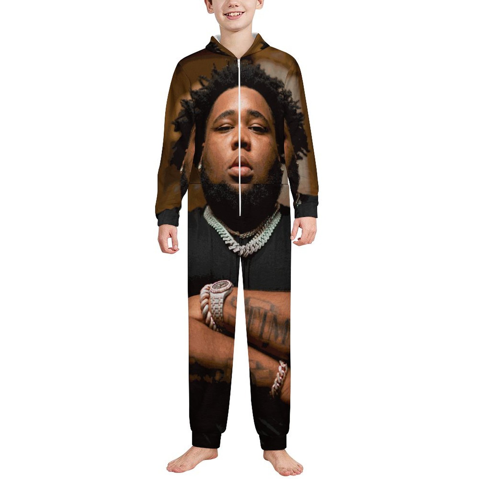 Rod Wave Kids Hooded Union Suit Pajama Onesie Blanket Sleeper for Boys ...