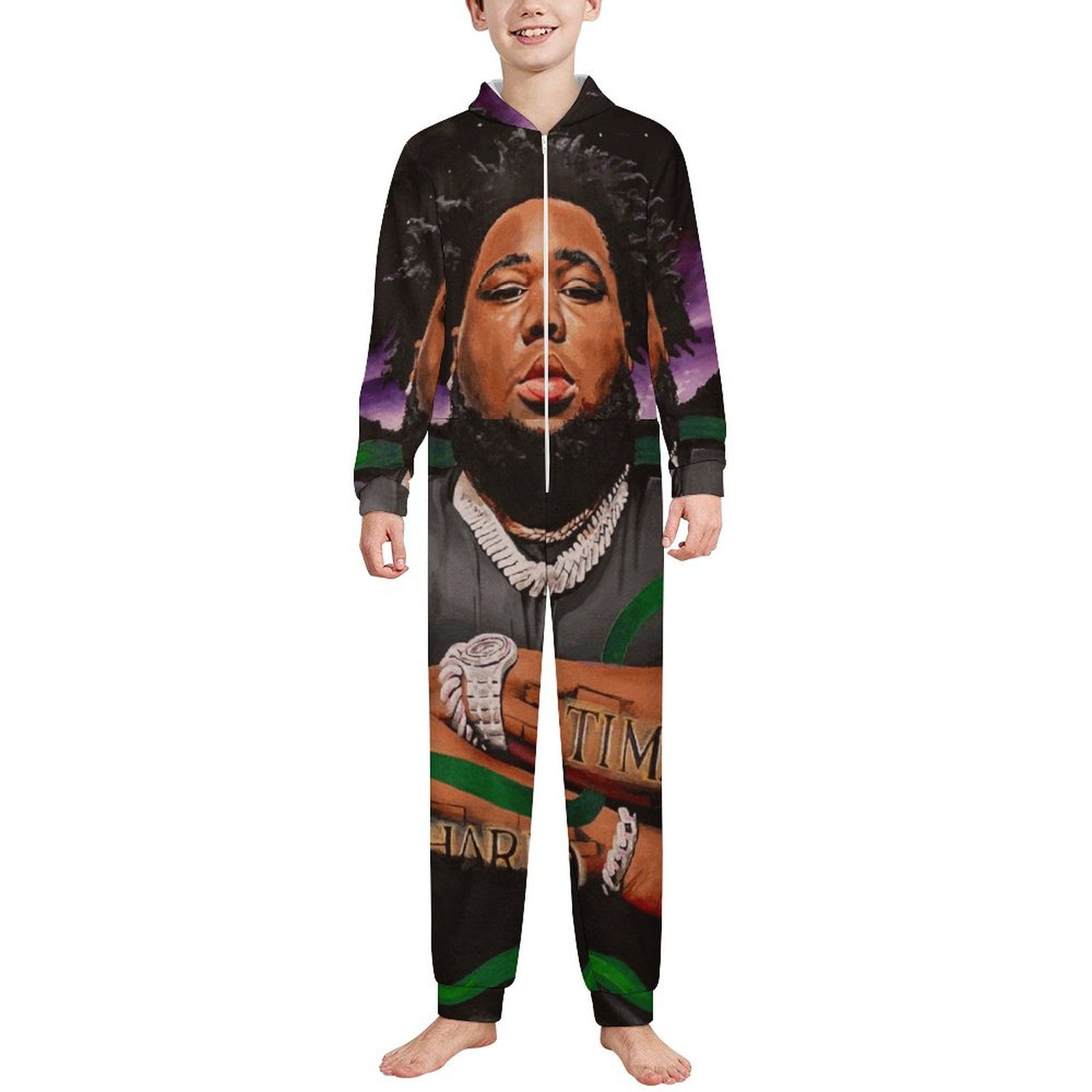 Rod Wave Kids Hooded Union Suit Pajama Onesie Blanket Sleeper for Boys ...