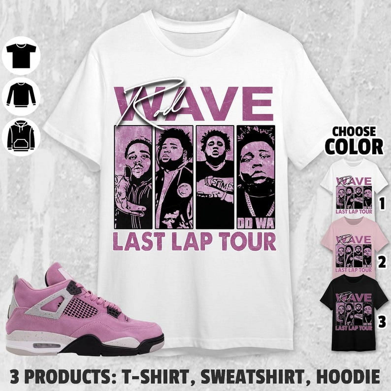 Rod Wave Last Lap Tour Unisex Color Shirt To Match AJ 4 Orchid Neutral ...