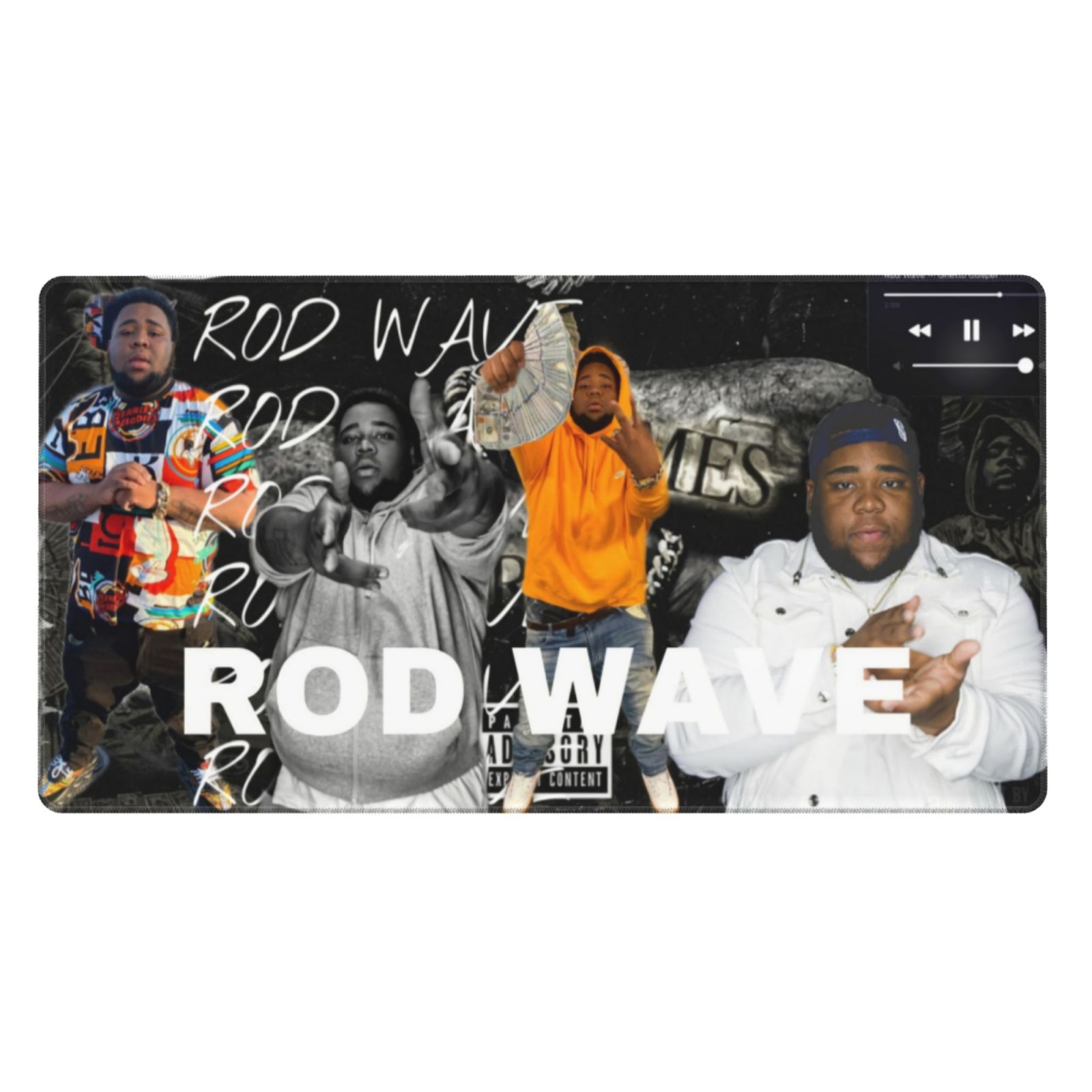 Rod Wave Mouse Pad 16x29.5 Inch Computer Keyboard Mouse Pad Waterproof ...