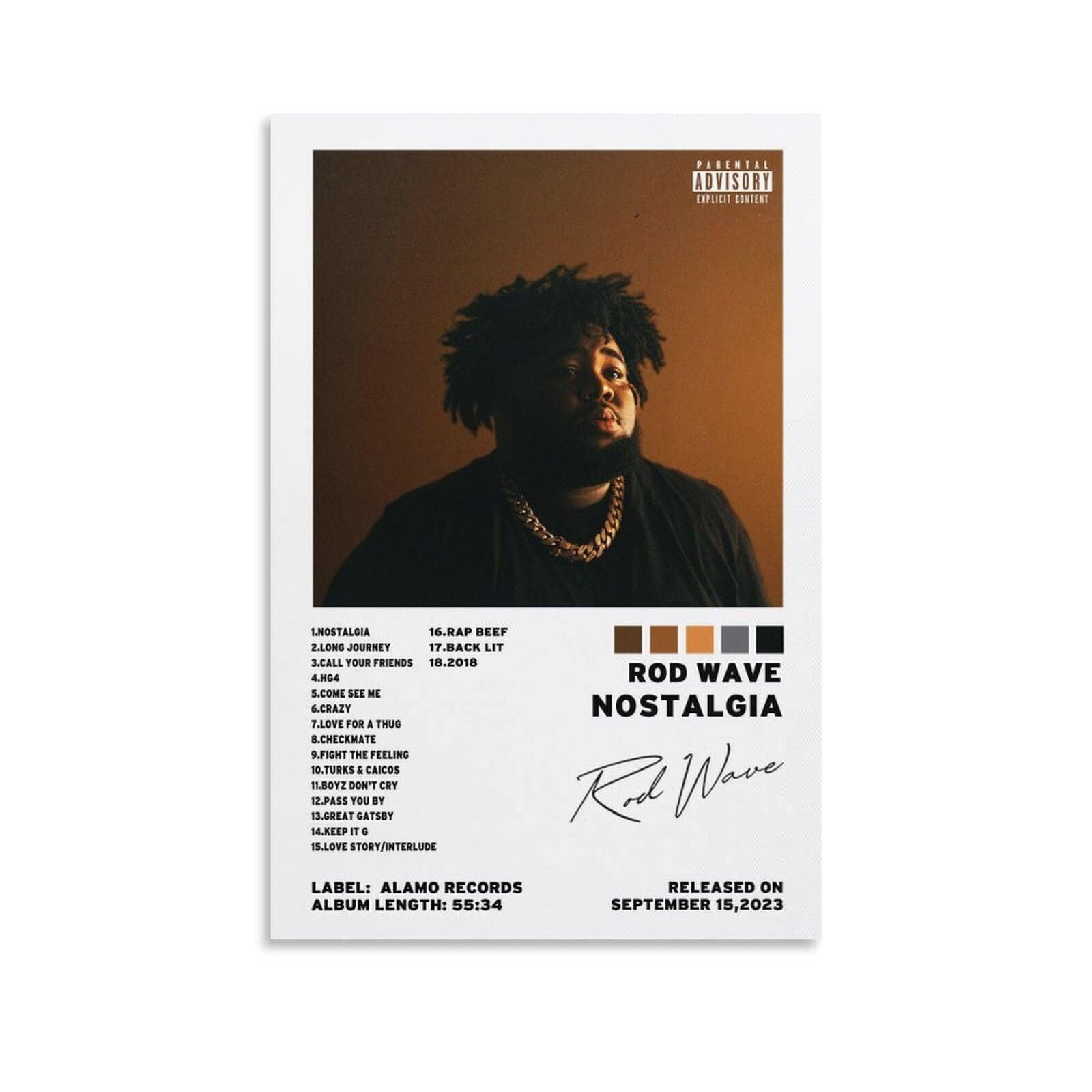 Rod Wave NOSTALGLA Album Signature Poster Canvas Poster Bedroom Decor ...